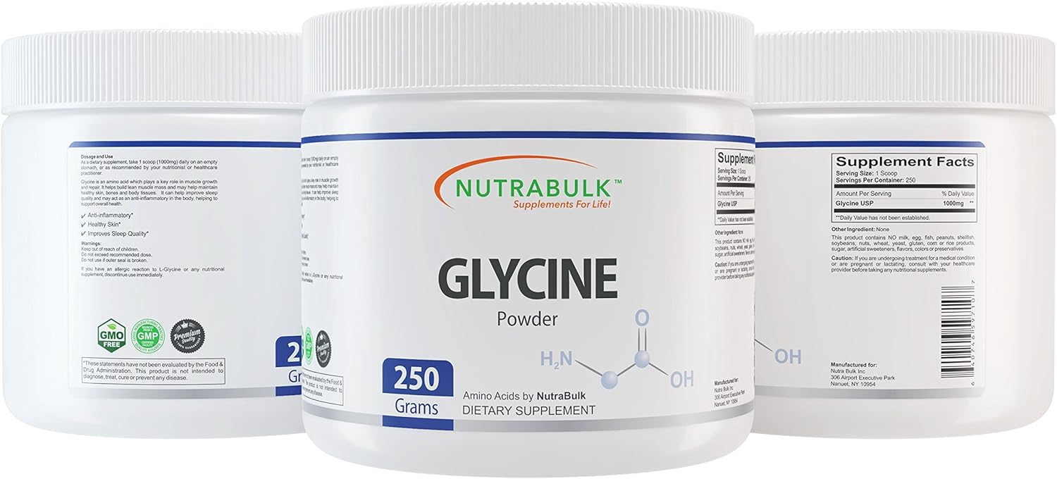 Amazon.com: NutraBulk Glycine Amino Acid Powder - 250 gram (8.8oz ...