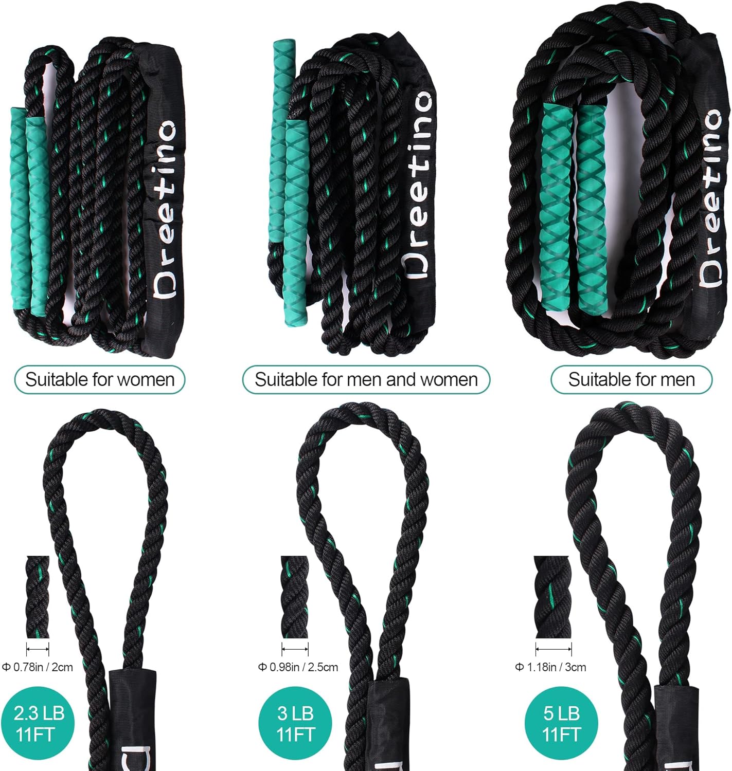 2LB/2.8LB/5LB Heavy Duty Durable Skipping Rope for Adults Fitness ...