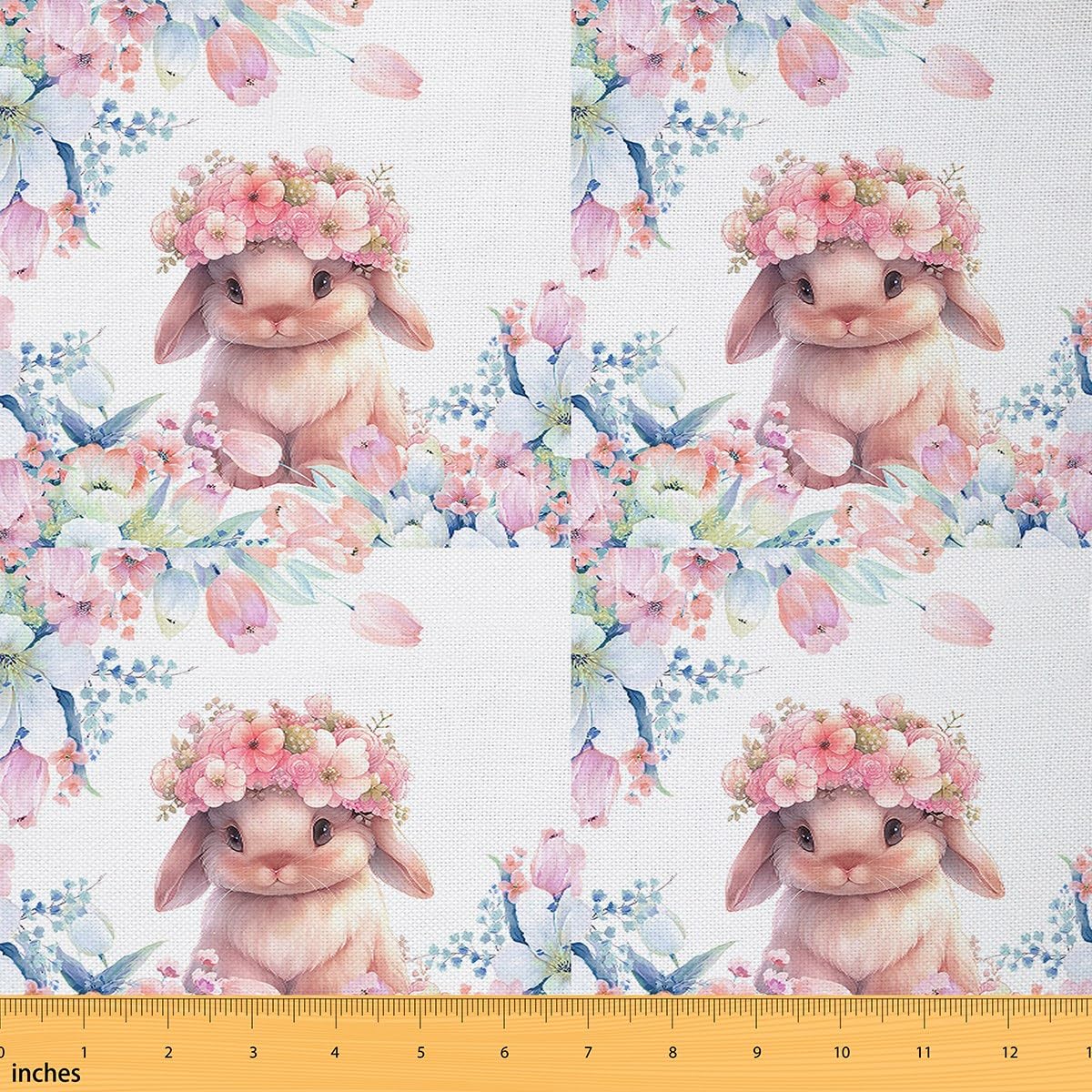 Buy Feelyou Cute Rabbit Fabric by The Yard 1 Yard Cartoon Bunny Animal ...