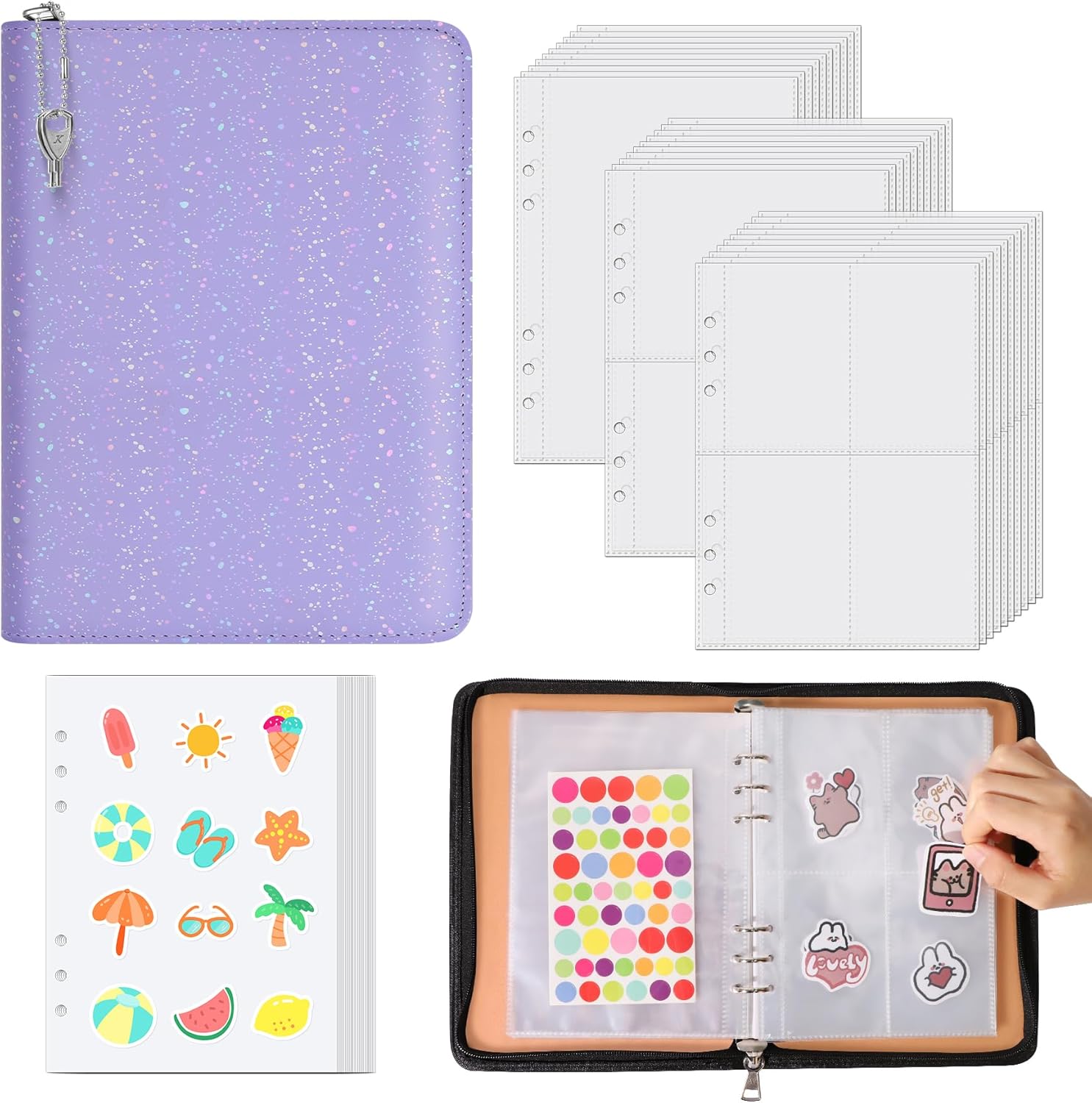 Amazon.com: HAUTOCO Sticker Book Collecting Album Reusable A5 PU ...