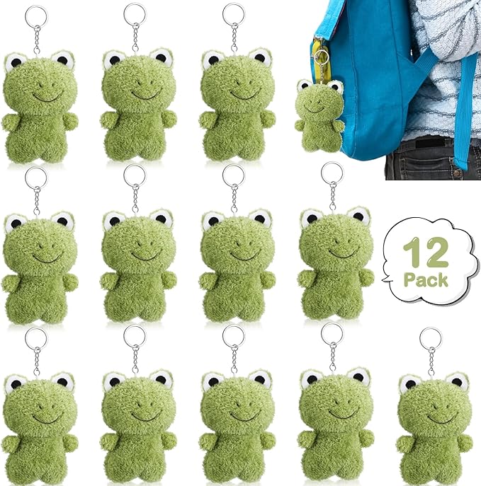 Amazon.com: Gemscream 12 Pcs Plush Frog Keychains Stuffed Animal 4.7 ...
