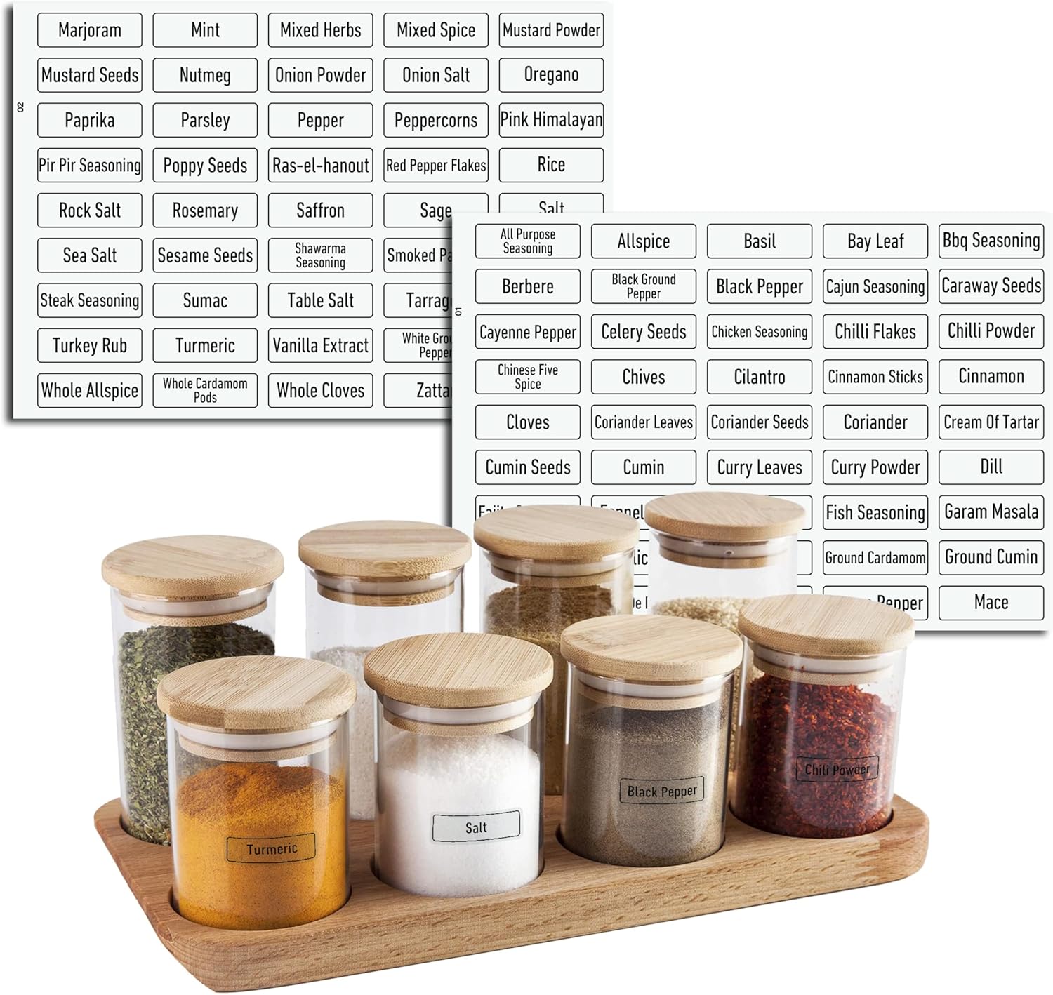 colortouch Spice Labels for Jars, Spice Stickers, 90 Pcs, Waterproof ...