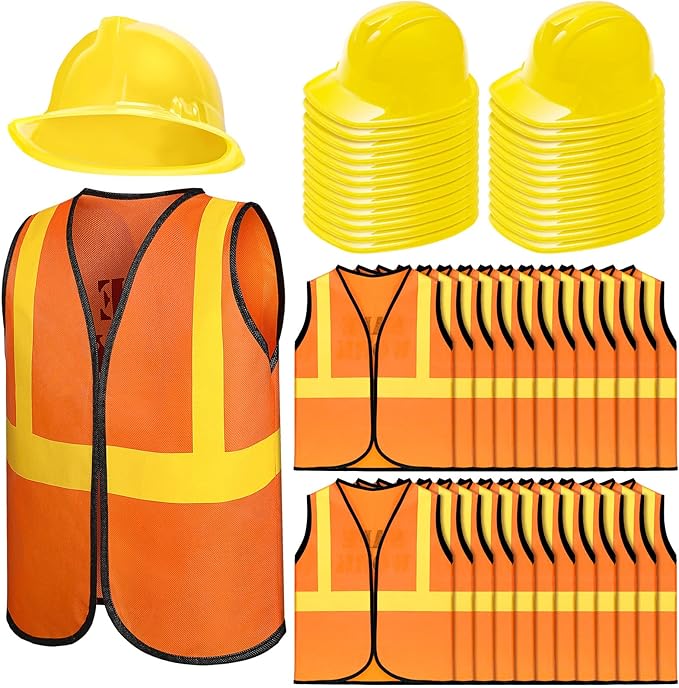Amazon.com: Hillban 48 Pcs Kids Construction Worker Costumes Includes ...