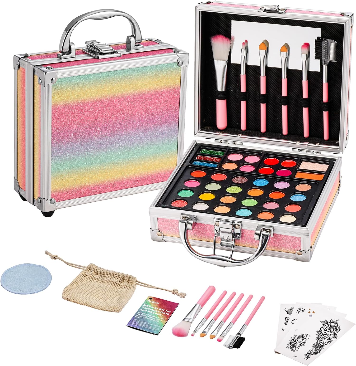 Amazon.com : Anpro All-In-One Makeup Carry Case with Pro Teen Makeup ...