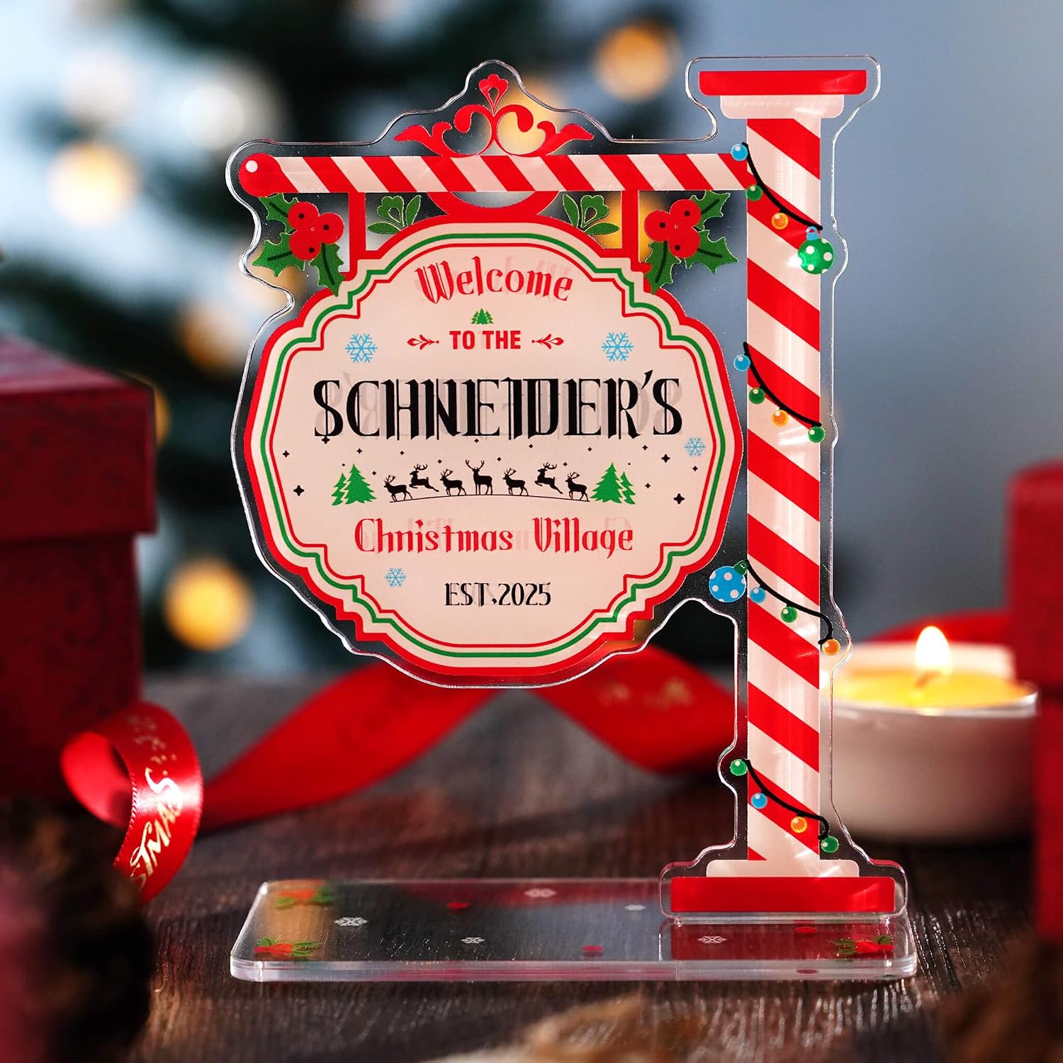 Amazon.com: Personalized Christmas village signs 2025 with family name ...