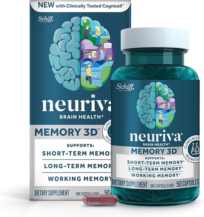 Amazon.com: NEURIVA Memory 3D Brain Supplement - Decaffeinated ...