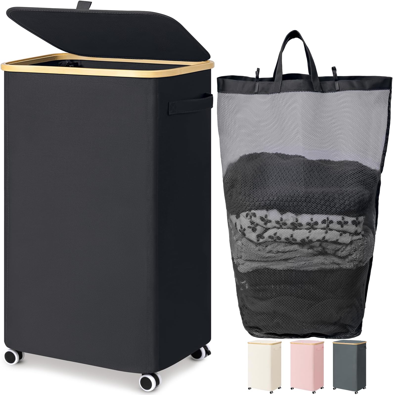 Amazon.com: SpaceAid Laundry Hamper with Wheels and Lid, 26 Gal (100L ...