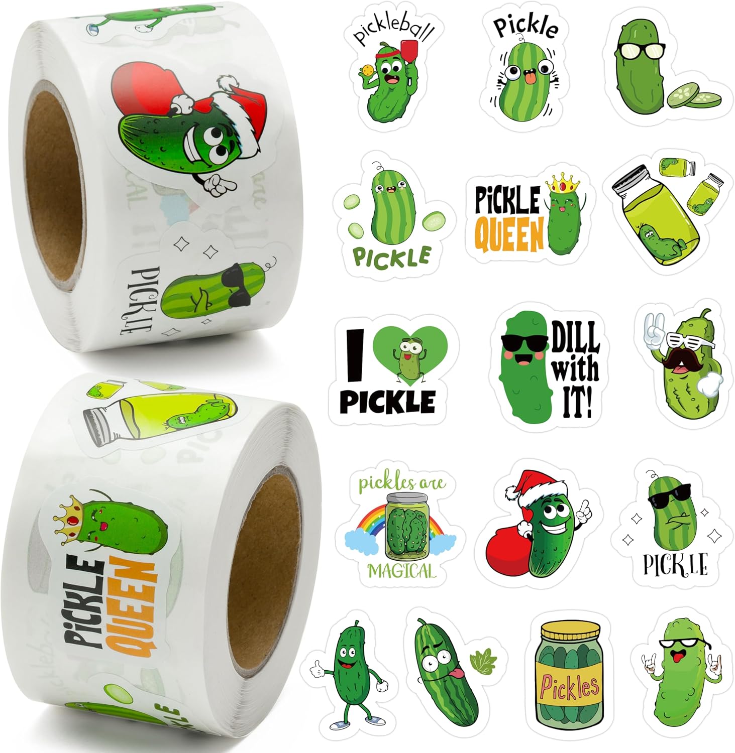 Amazon.com: BeYumi 1000Pcs Pickle Cartoon Stickers for Kids in 2 Rolls ...