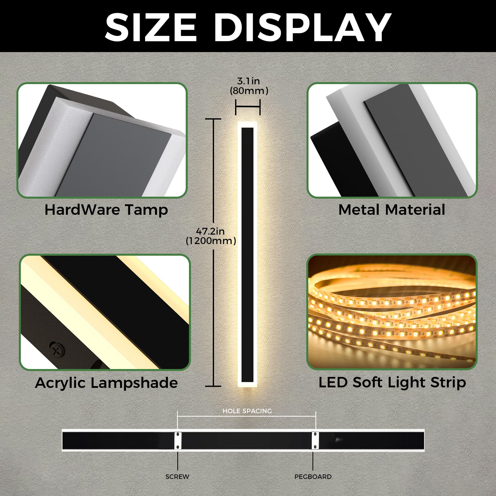Snapklik.com : DORESshop 47.24 Inch Long LED Outdoor Wall Lights