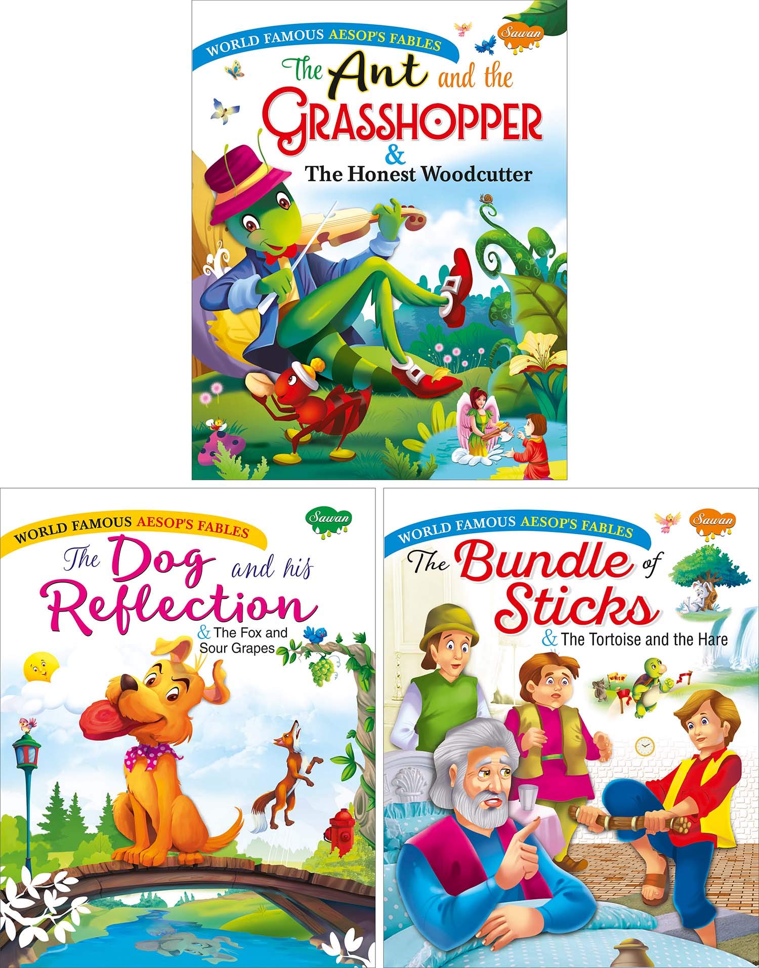 Buy Set of 3 Books | World Famous Aesop's Fables : The Ant and the ...