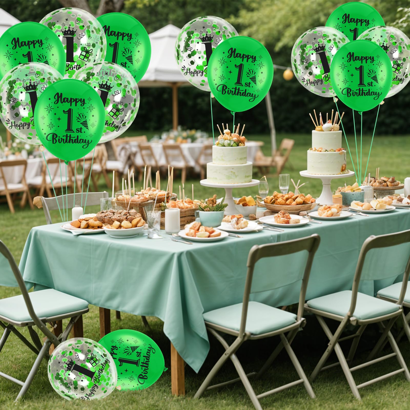 Snapklik.com : 1st Birthday Balloons Green Happy 1st Birthday ...