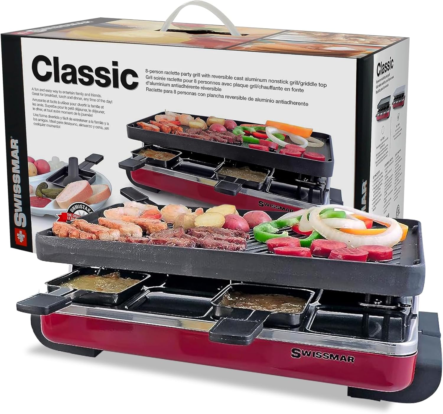 Swissmar 8-Person Raclette Grill with Reversible Cast Iron Plate