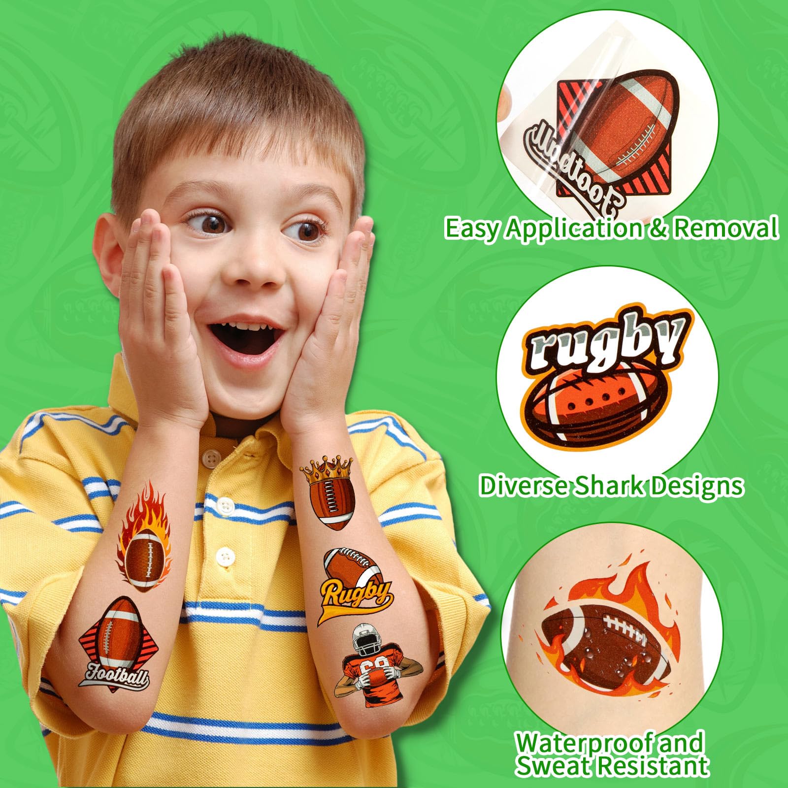 Snapklik.com : 350PCS Football Temporary Tattoos, American Football ...