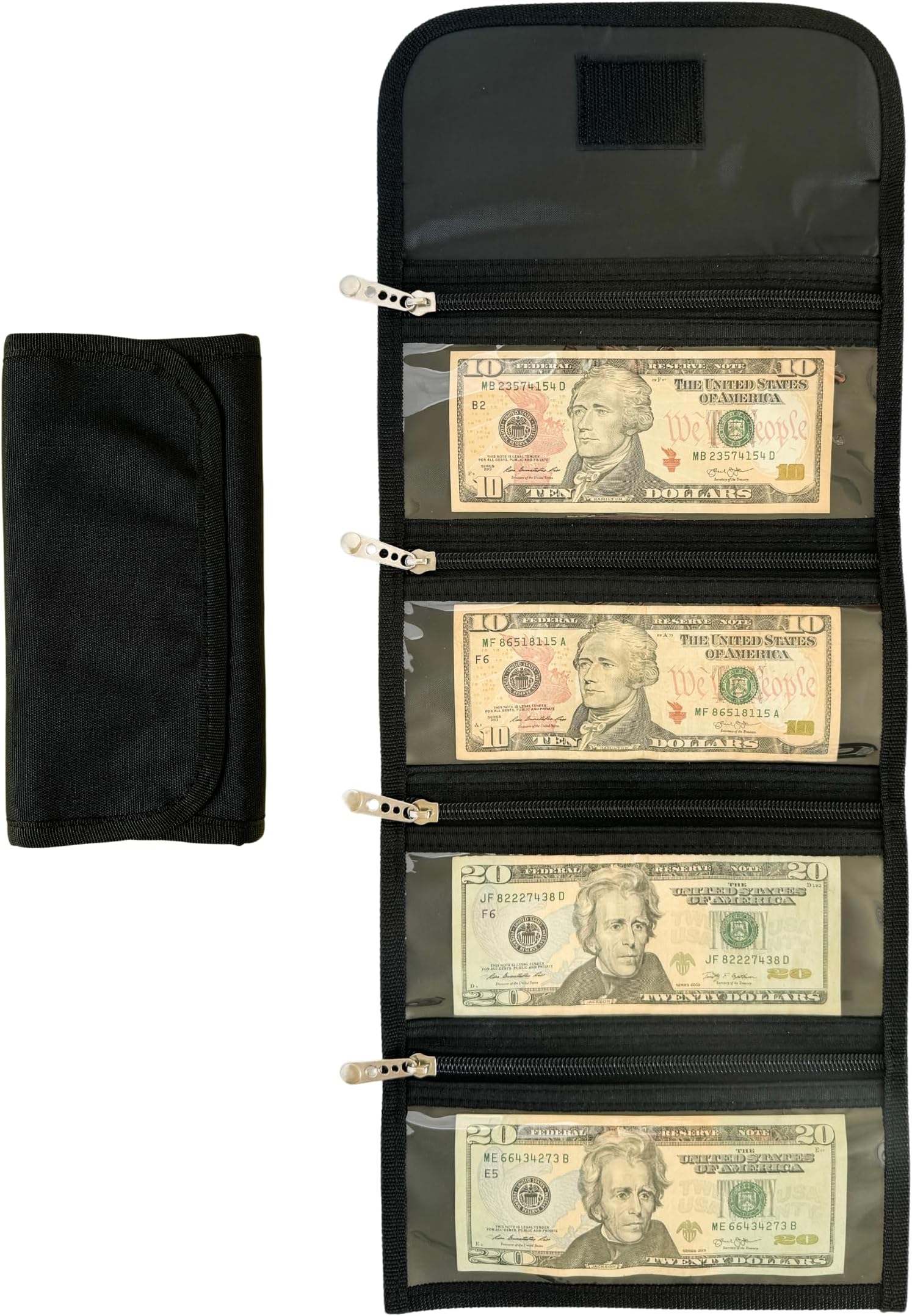 Amazon.com: Money Organizer for Cash with 4 Zippers, Cash Wallet ...