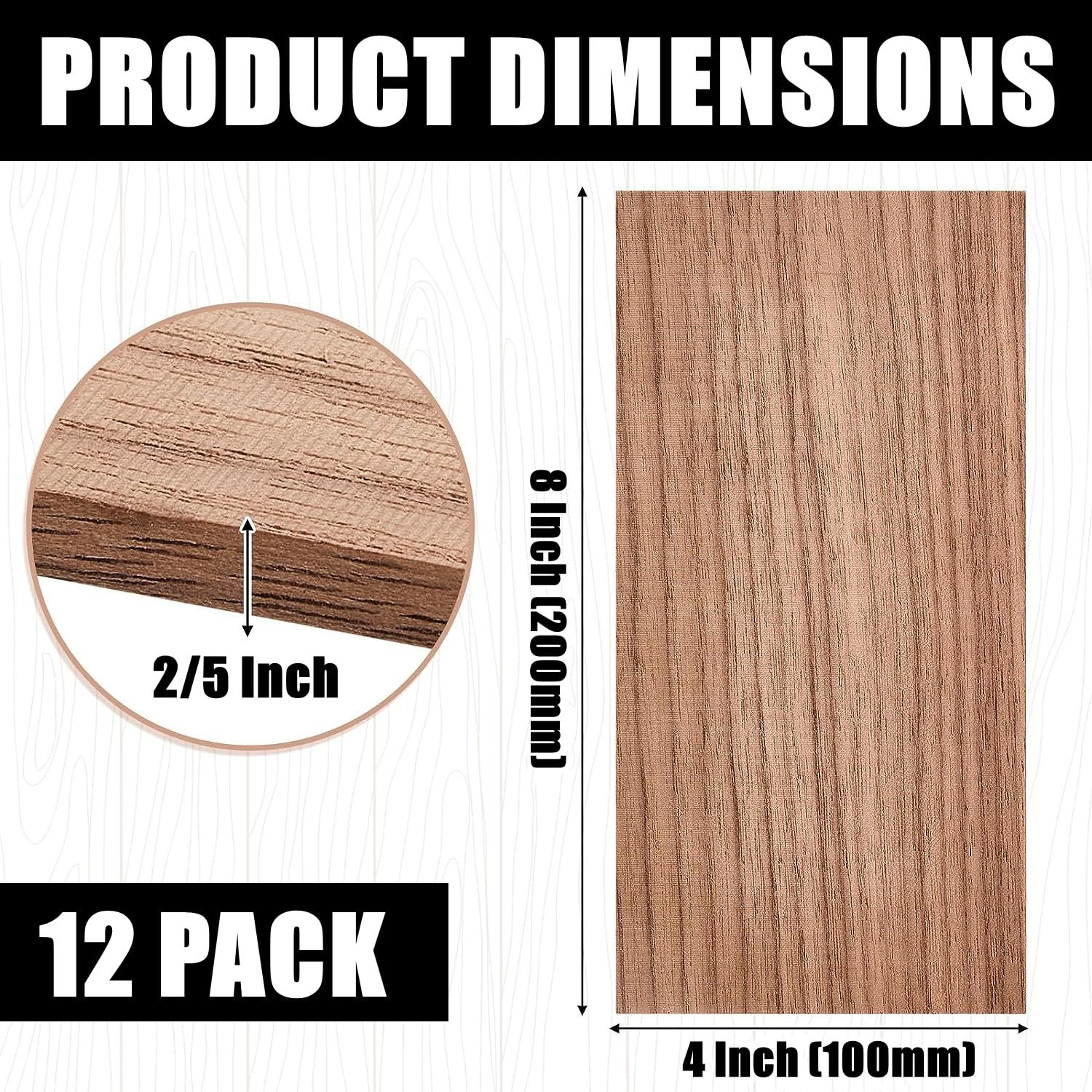 Snapklik.com : 12 Pieces Of Walnut Thin Plywood Sheets, 8" X 4" X 2/5 ...