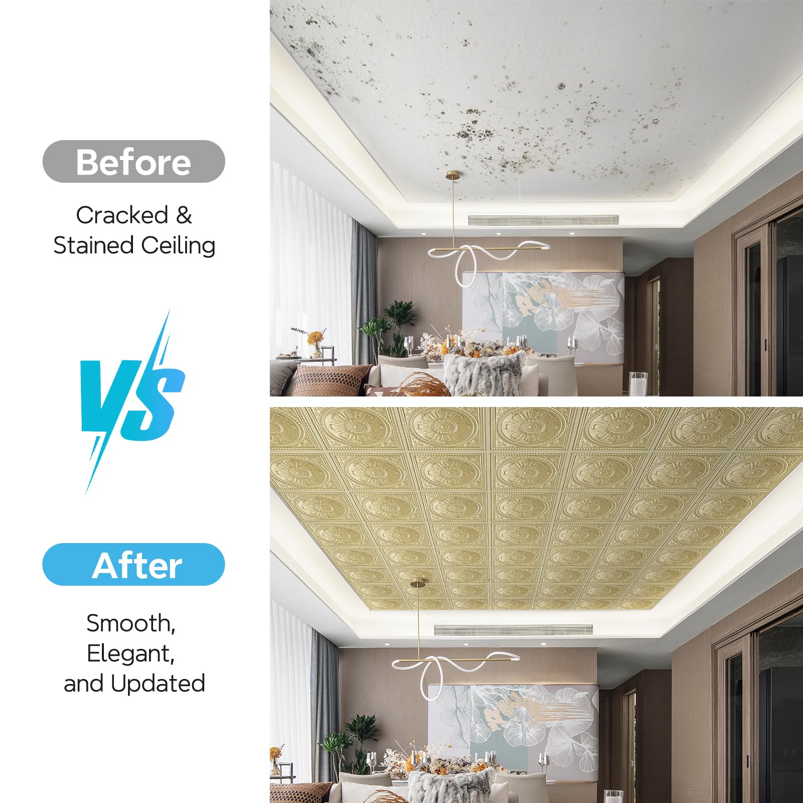 Snapklik.com : STICKGOO Drop Ceiling Tiles 24"x24", PVC Panels Plastic ...
