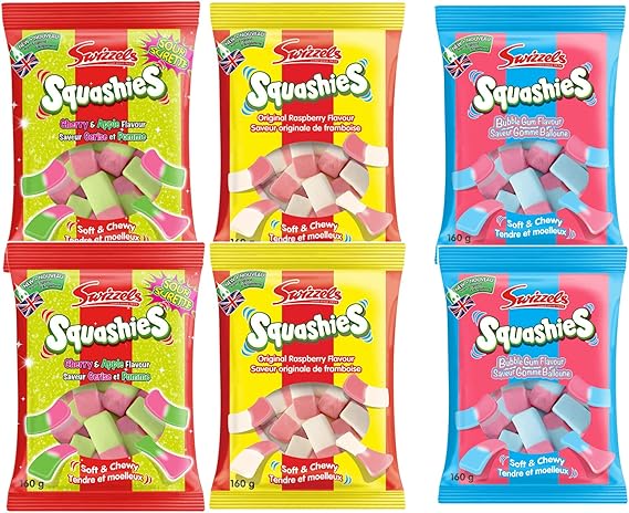 Squashies Candy Bundle Variety Mix of 6 Bags (160 gram/bag)- Cherry ...