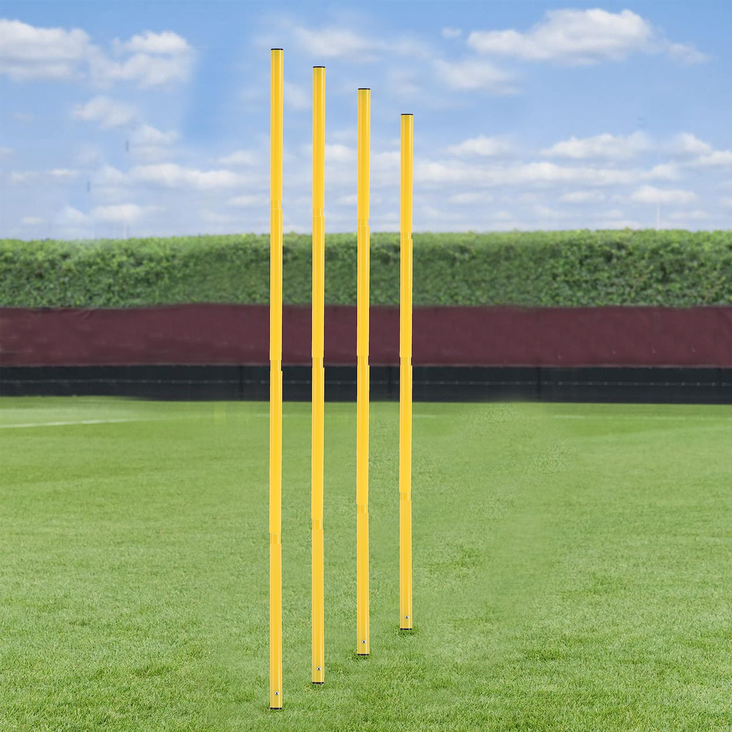 Frebuta 4PCS Soccer Yellow Agility Poles Set for Turf Telescoping ...