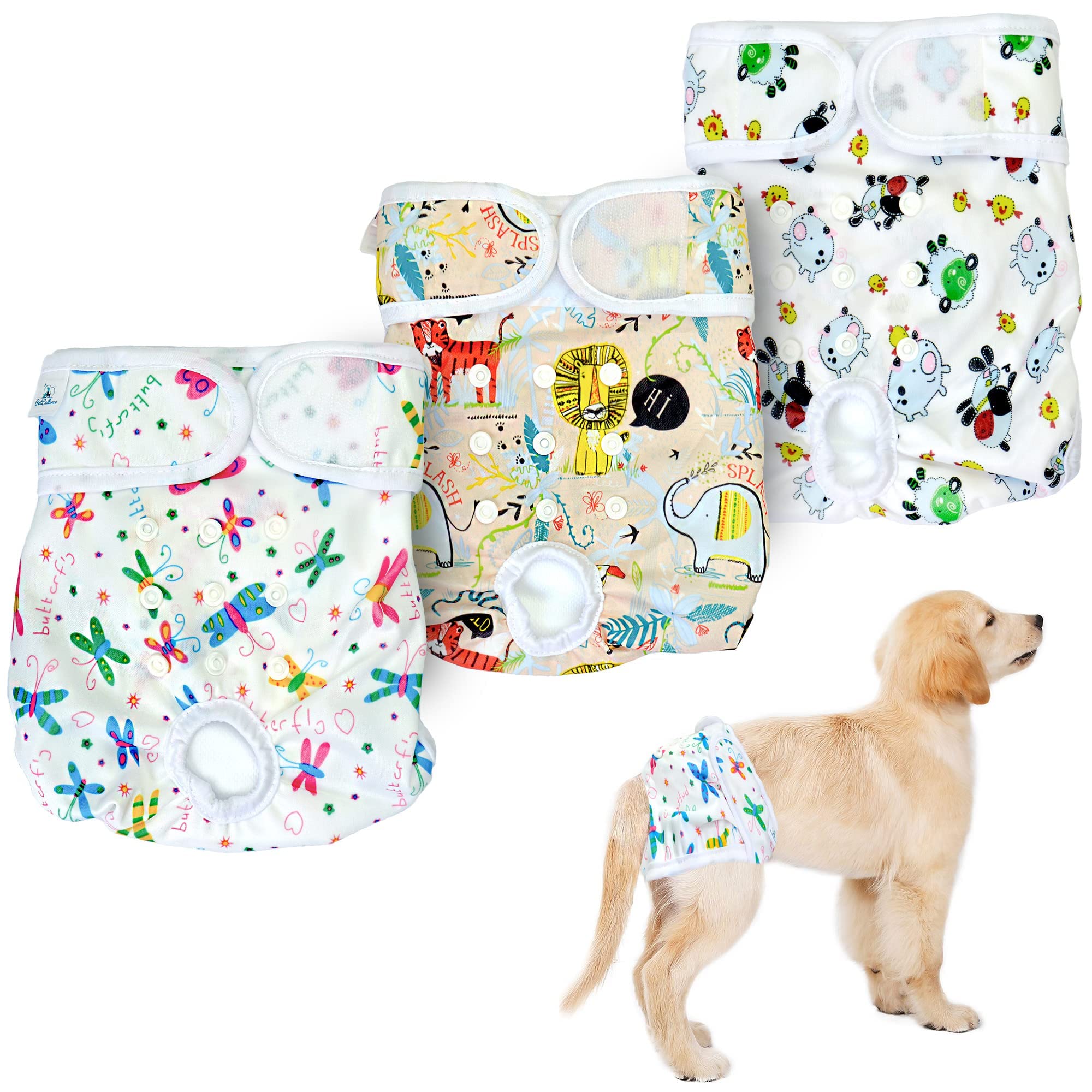 PetCellence Dog Nappies Female Large - 3 Pack Washable Dog Diapers with ...