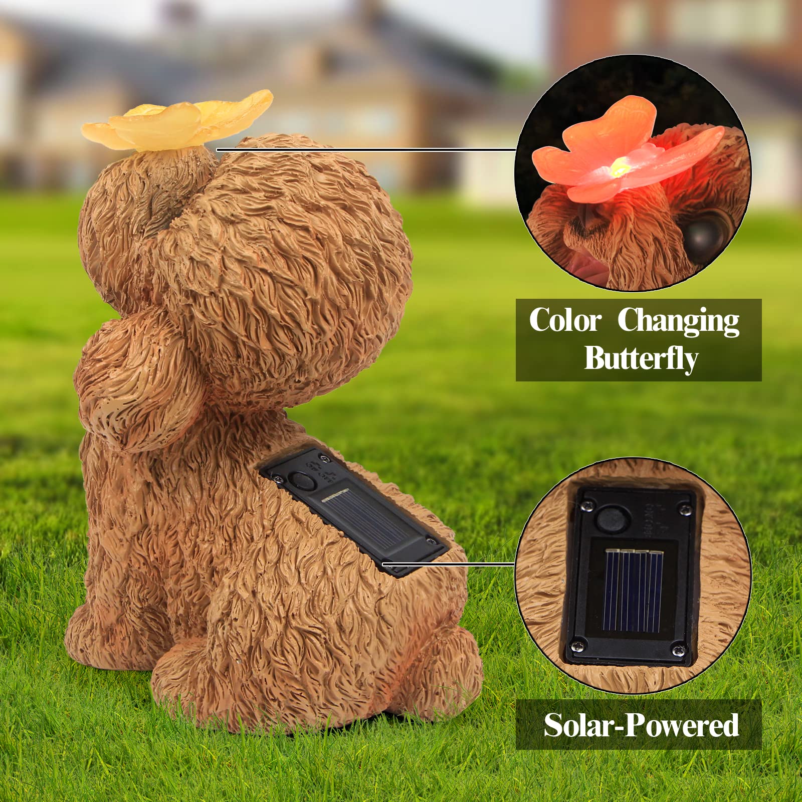 Sinhra Dog Statues Outdoor Decor, Solar Lights Outdoor Statue Garden ...