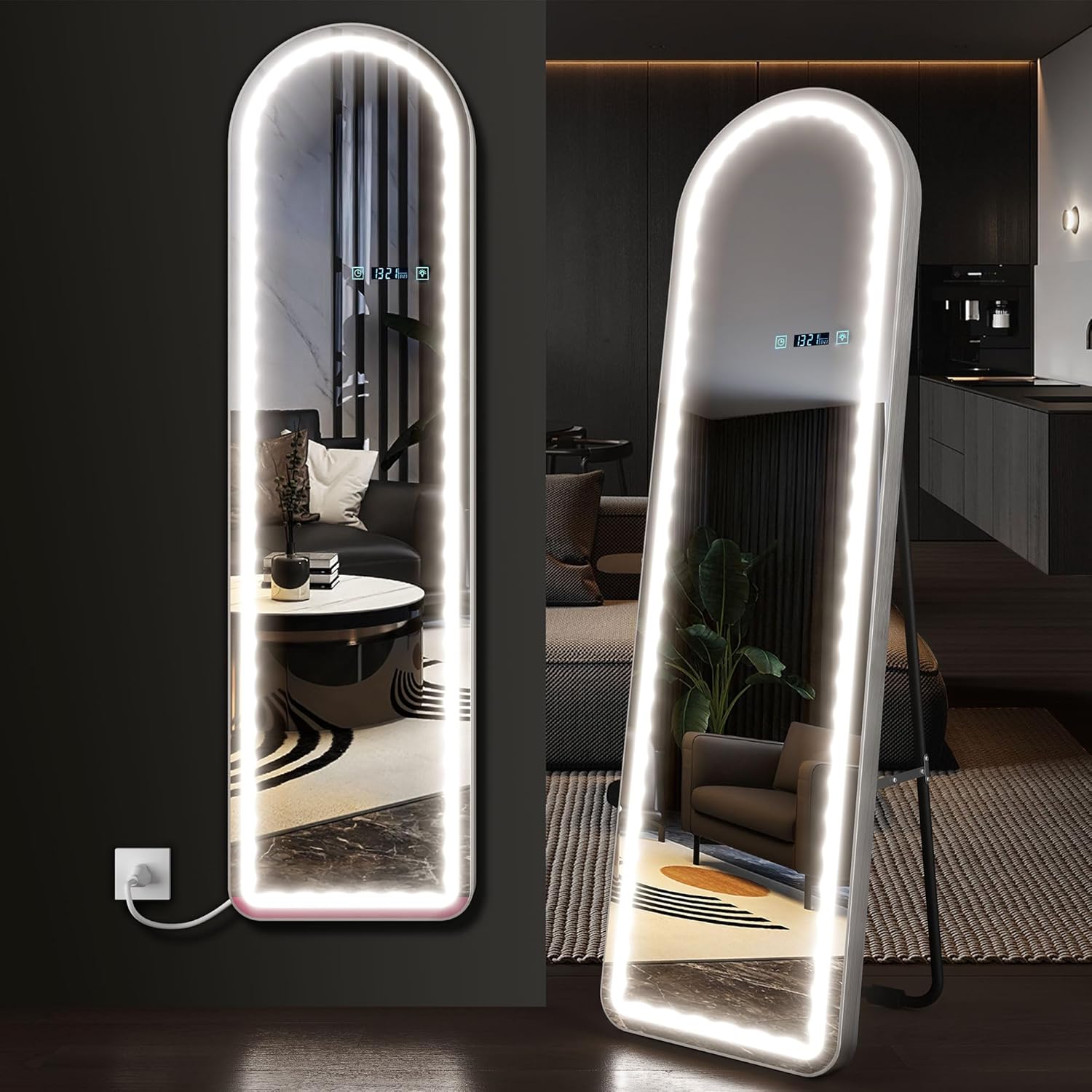 Amazon.com: YITAHOME 59"x16" Full Length Mirror with LED Lights, Arch ...