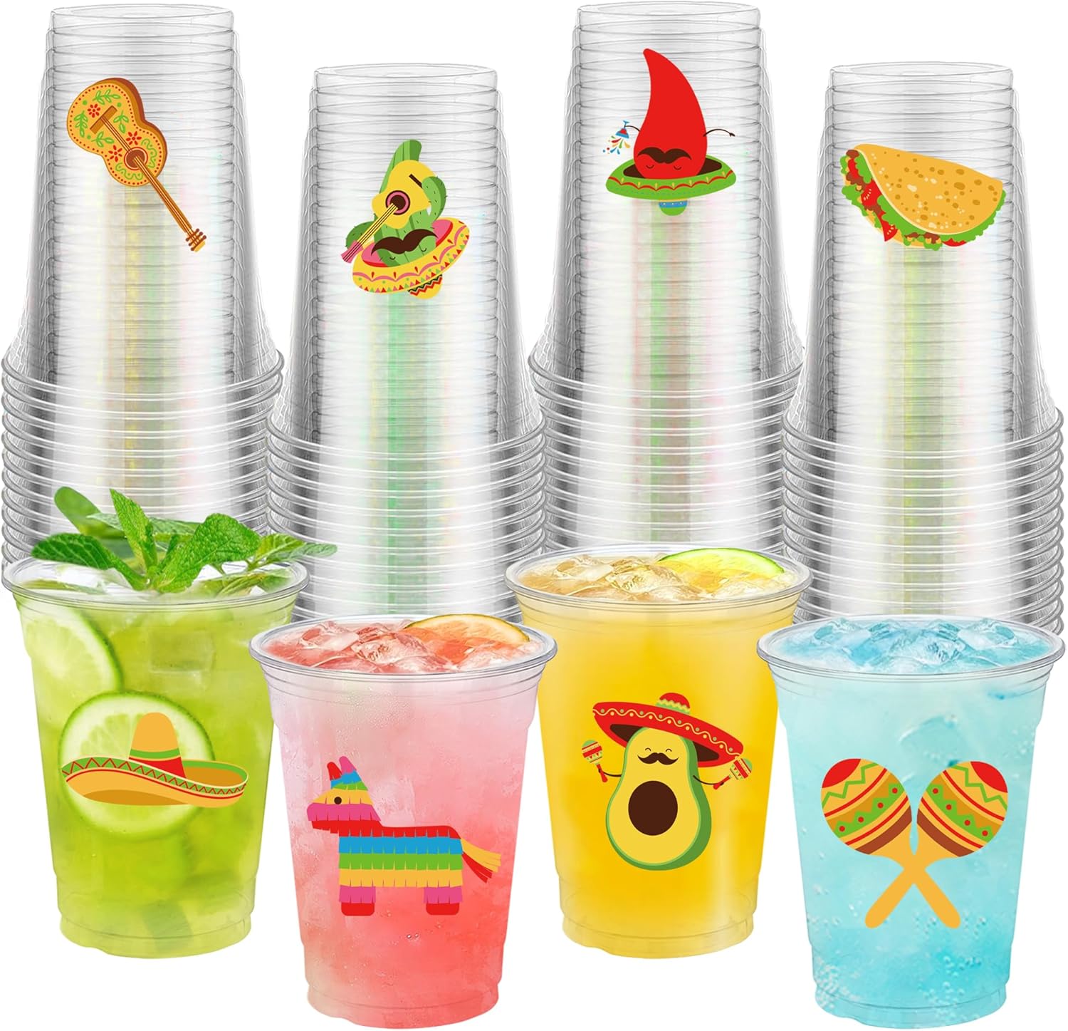 Amazon.com: 50 Pcs Mexican Fiesta Plastic Cups 16 oz Mexican Party Cups ...