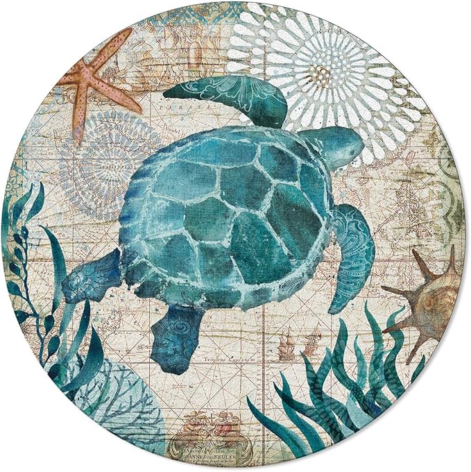 Amazon.com: Sea Turtle Area Rug Round Rugs 4ft, Cartoon Collection Area ...