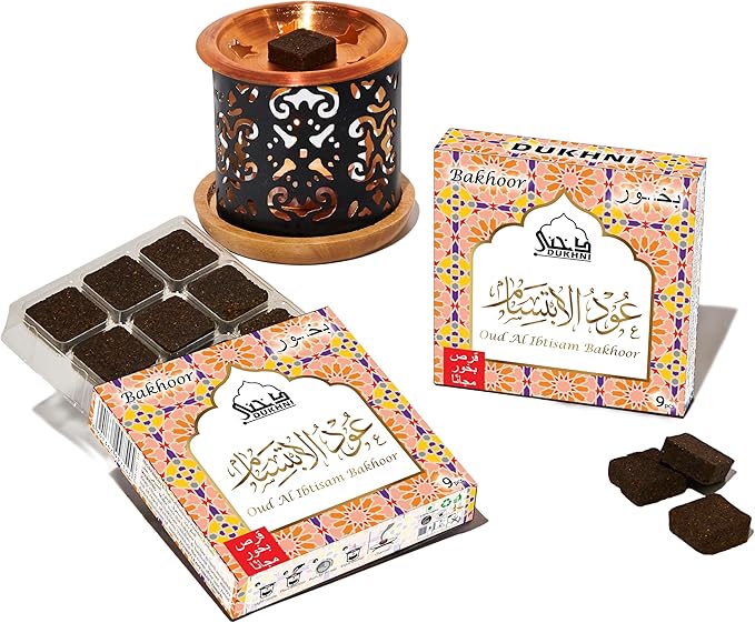 Oud Al Ibtisam Bakhoor and Burner by Dukhni | 20pc Arabian Oudh Bukhoor ...