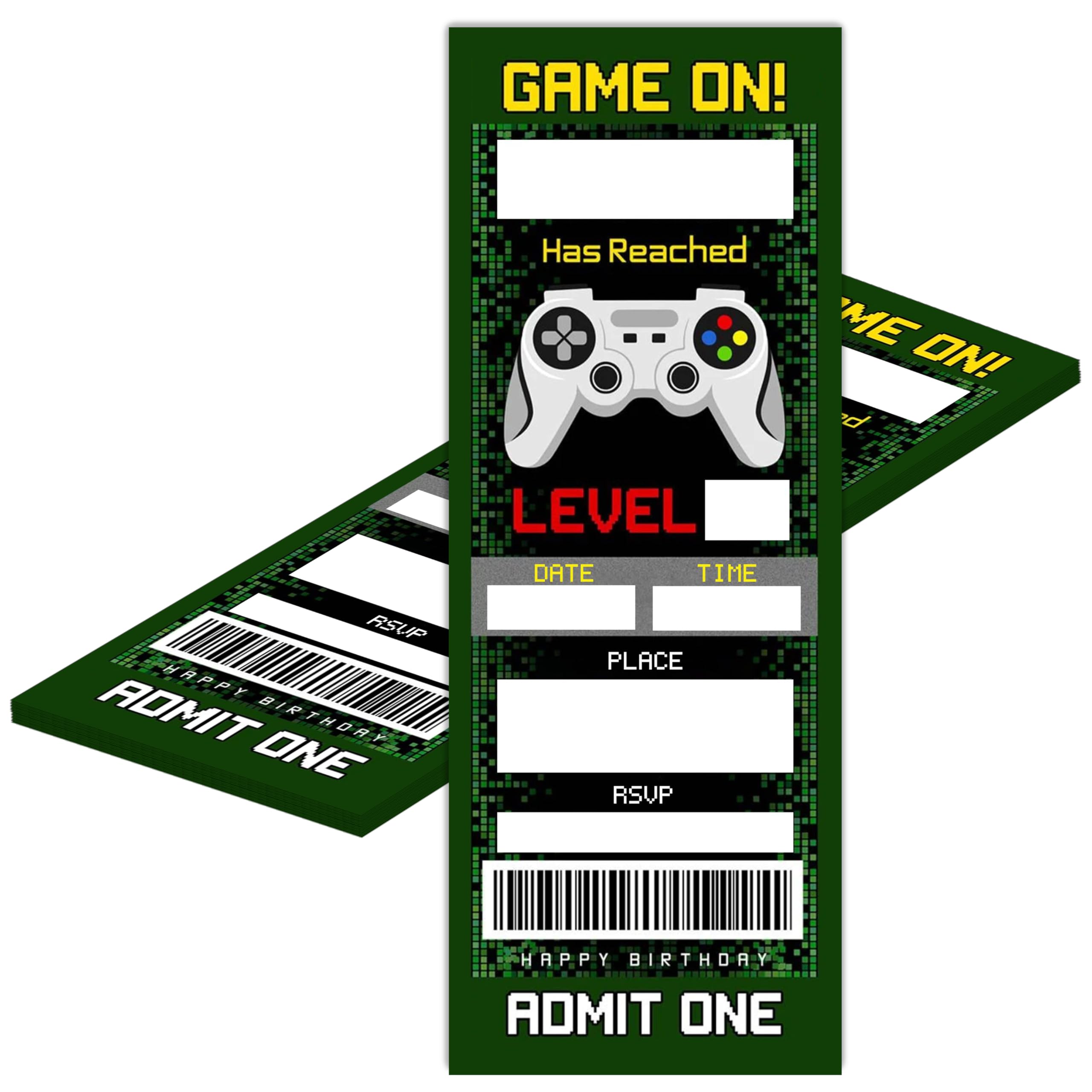 Amazon.com : heiyihe Birthday Cards-20 Video Game Ticket Invite Cards ...