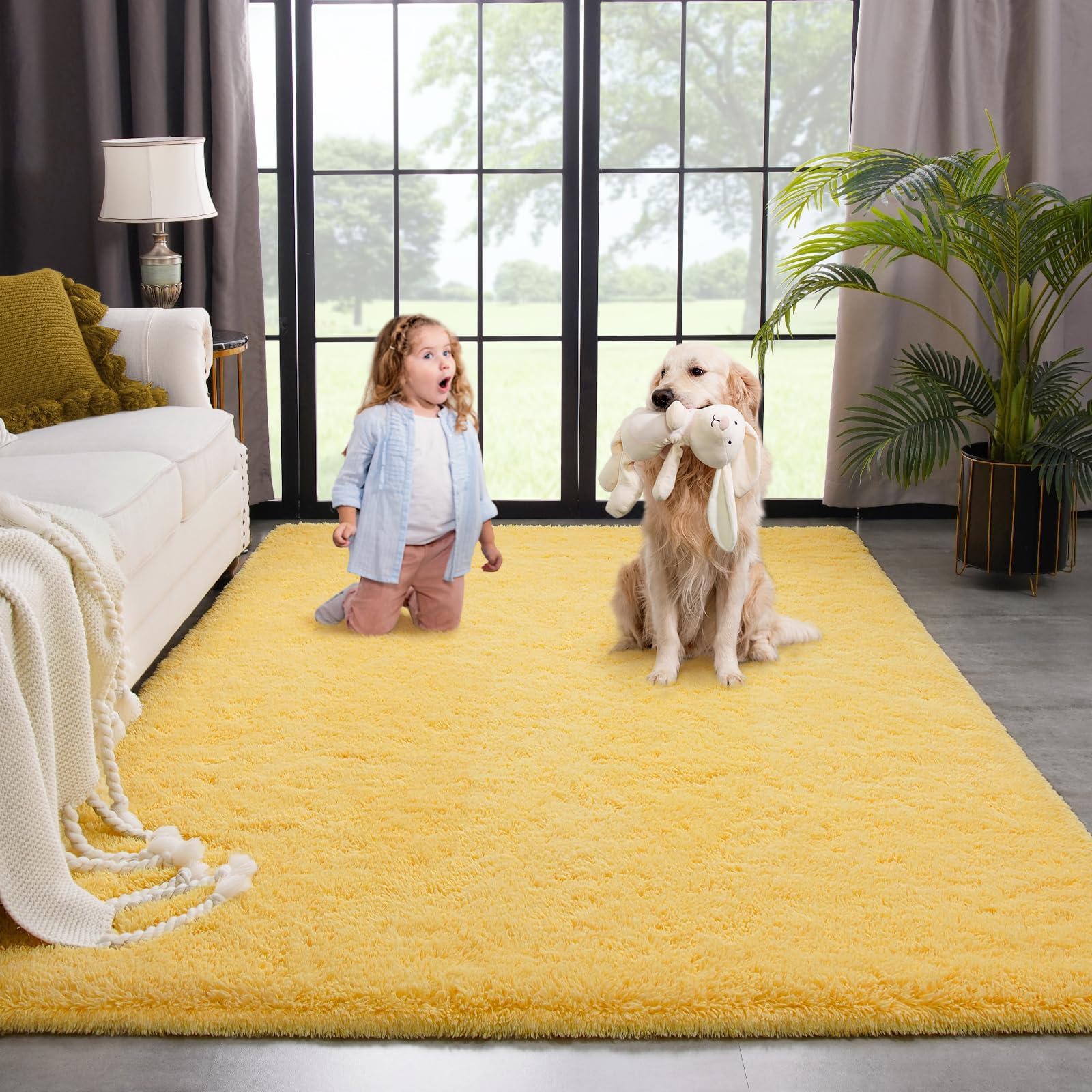 Amazon.com: FlyDOIT Area Rugs for Bedroom Living Room, 6x9 Yellow Super ...
