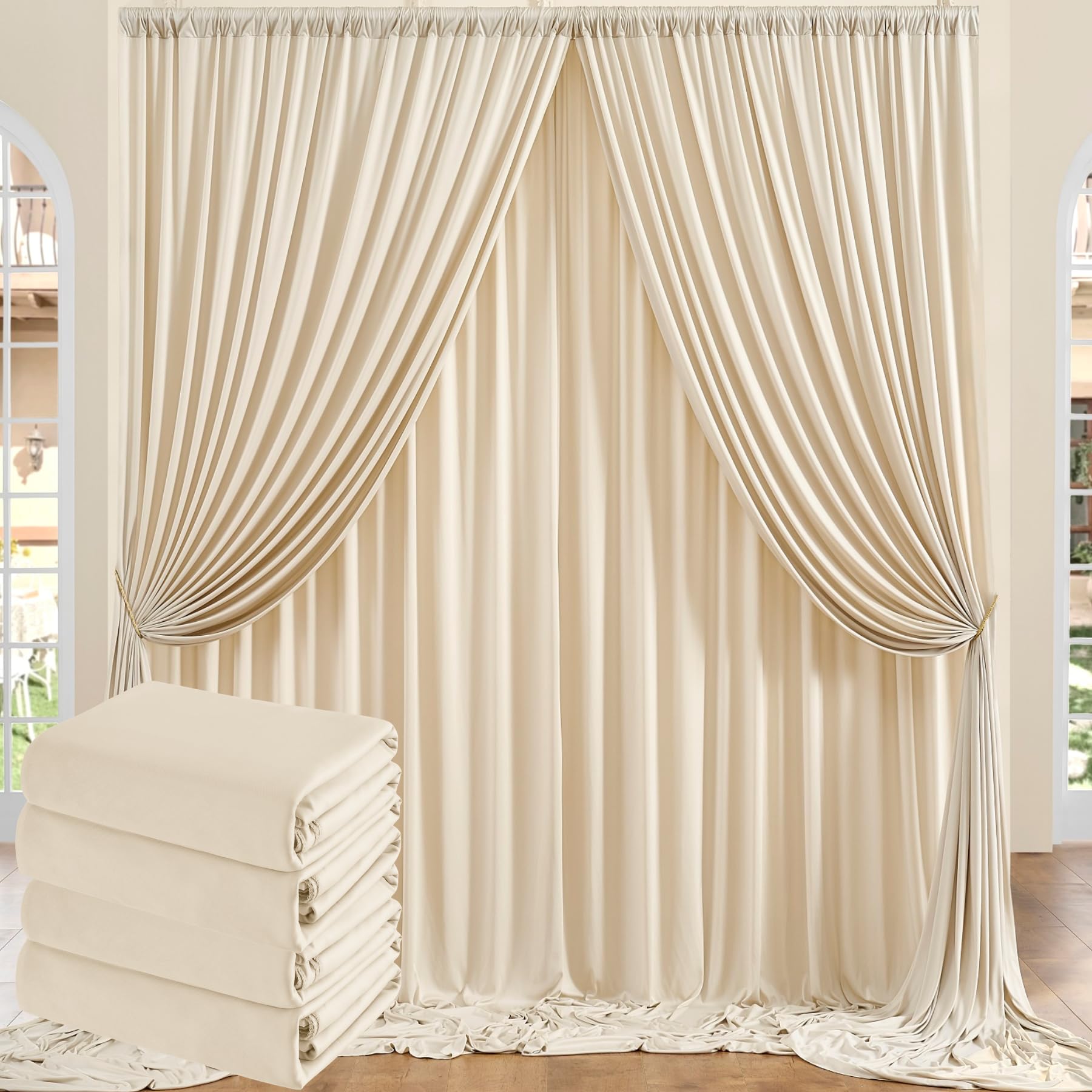 Amazon.com: 20ft x 10ft Wrinkle Free Beige Backdrop Curtain for Wedding ...