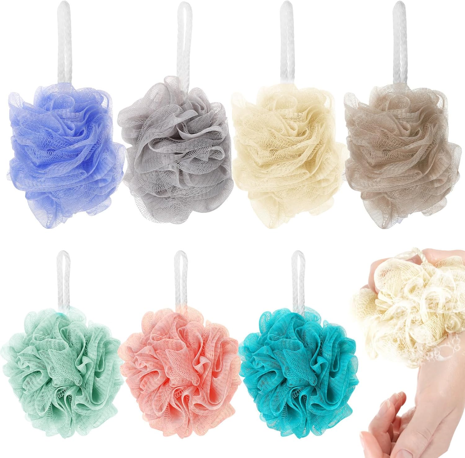 Amazon.com: 7pcs Bath Ball Shower Loofah Exfoliating Shower Sponge Body ...