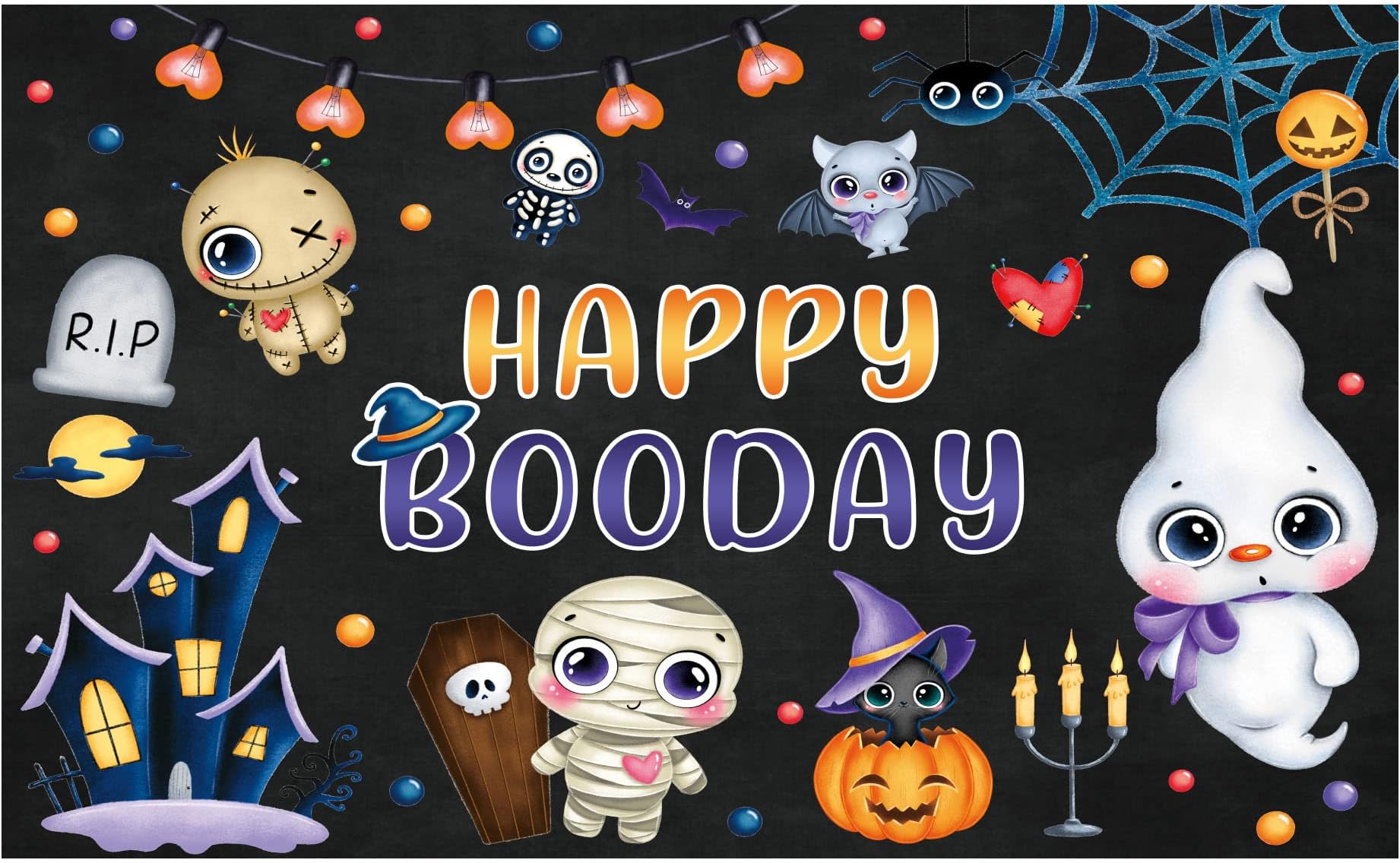 Amazon.com : Funnytree Halloween Happy Birthday Party Backdrop Booday ...