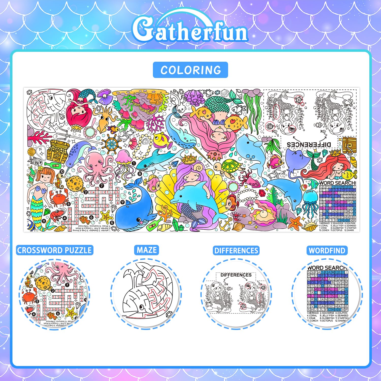 Snapklik.com : Mermaid Party Giant Coloring Poster - 315X 72 Inches ...