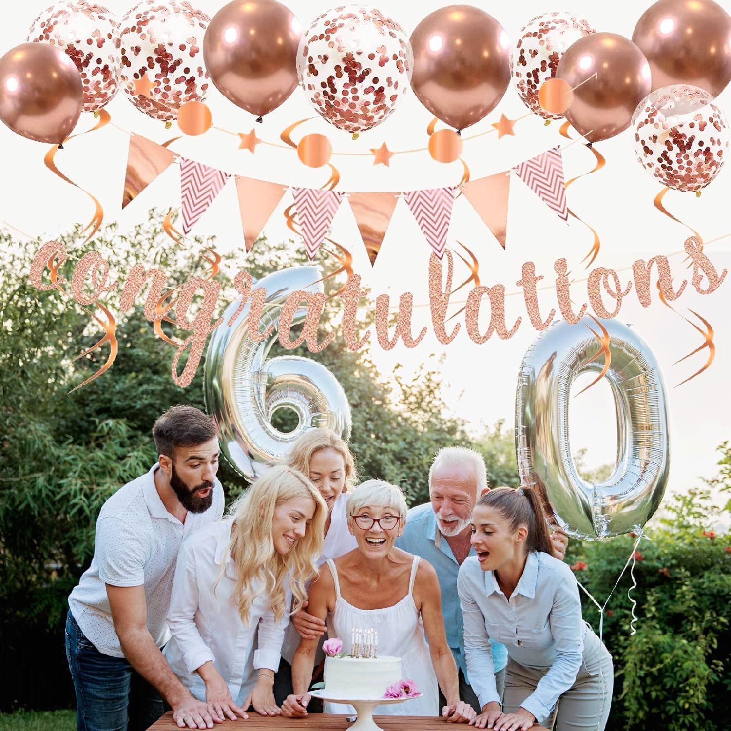 Rose Gold Congratulations Decorations Set Congratulations Banner ...