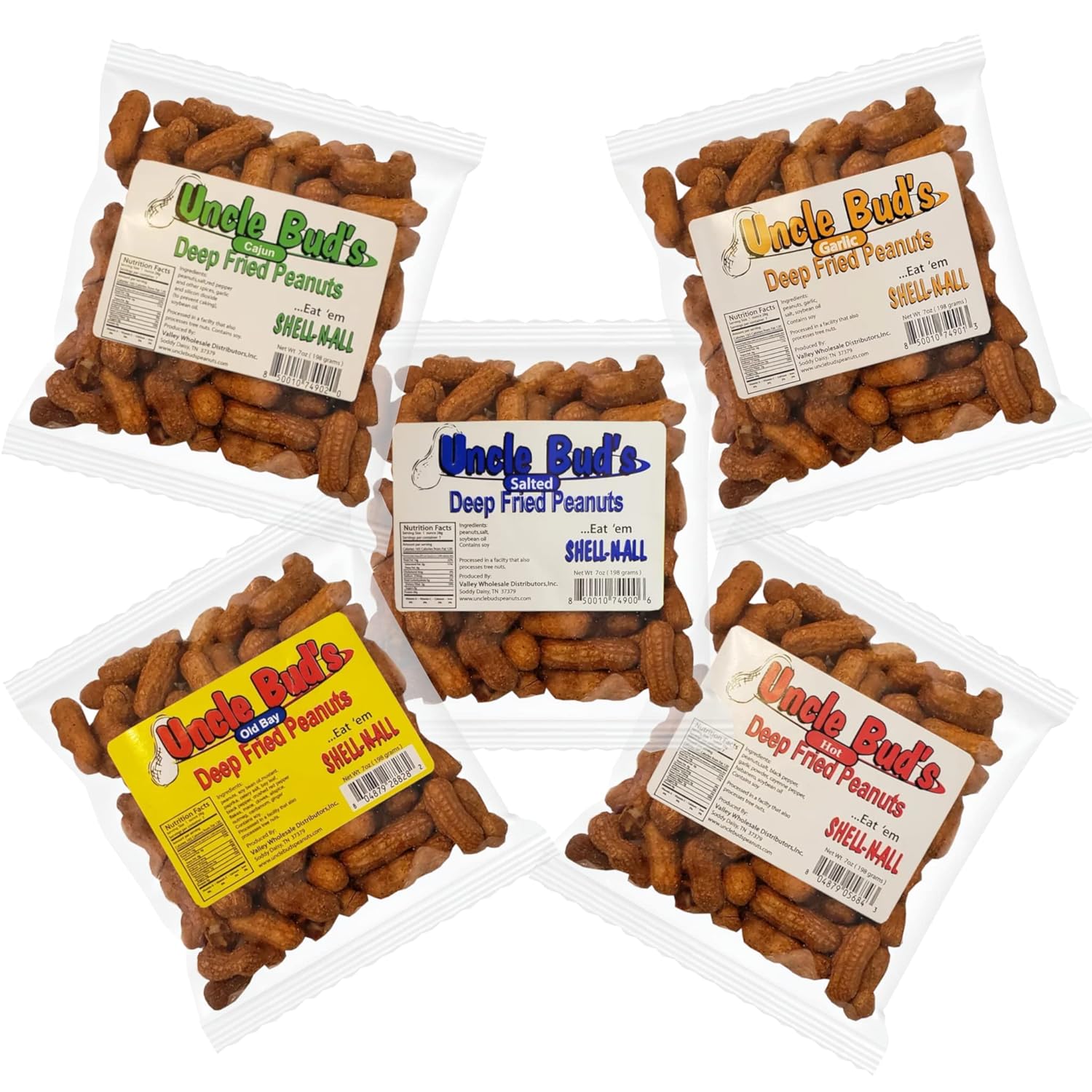 Amazon.com : Uncle Bud's Deep Fried Peanuts - 5 Pack - Assorted Flavors ...