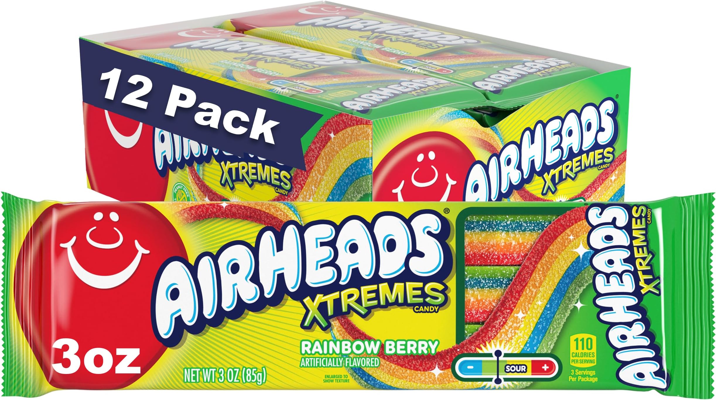 Amazon.com: Airheads Xtremes Belts, Rainbow Berry Flavor, Sweetly Sour ...