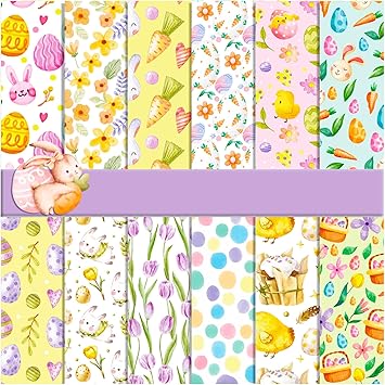 Amazon.com : 24 Sheets Easter Pattern Paper Scrapbook Paper 11.8''x11.8 ...