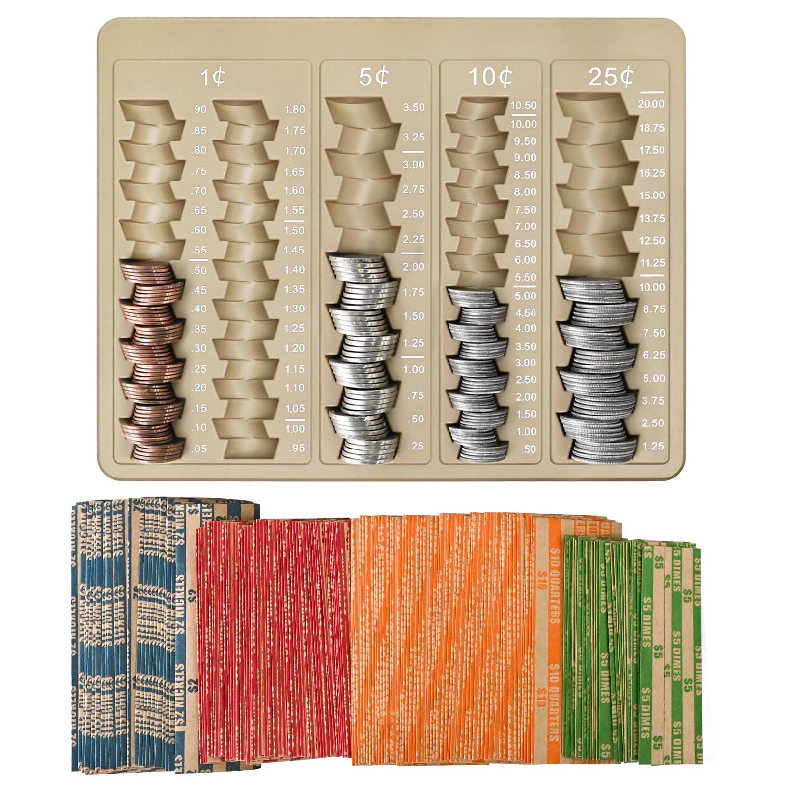 Amazon.com : L LIKED 1PCS Brown Coin Counter Tray-Coin Sorter Tray with ...