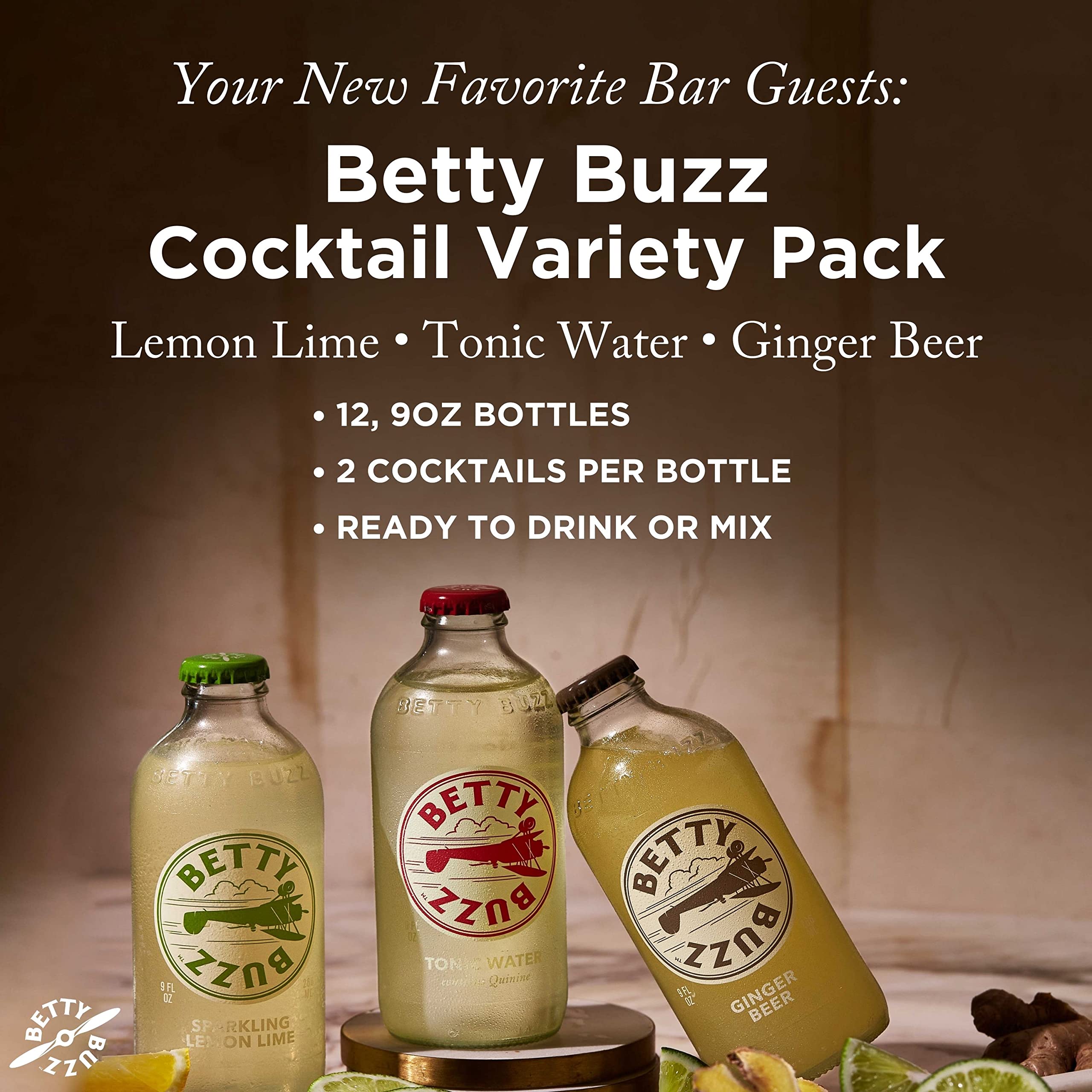 Snapklik.com : Betty Buzz Premium Sparkling Soda Classic Mixer Variety Pack By Blake Lively