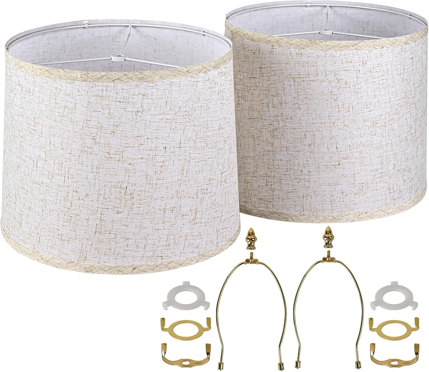 Lamp Shades Set of 2 - Drum Lampshades 11.6" Top x 12.6" Bottom x 9.5 ...