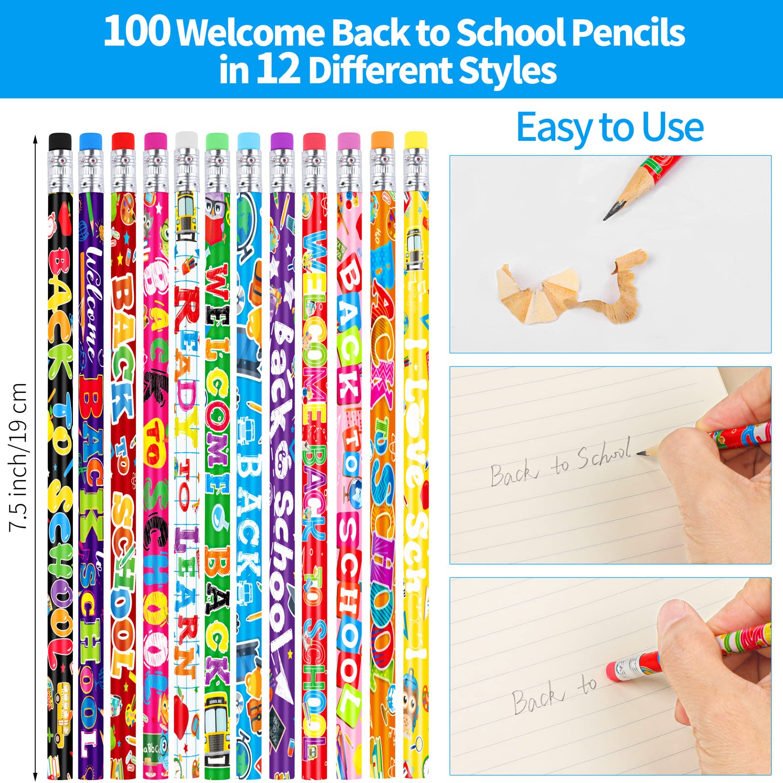 Snapklik.com : Durony 100 Pieces Welcome Back To School Pencils First ...