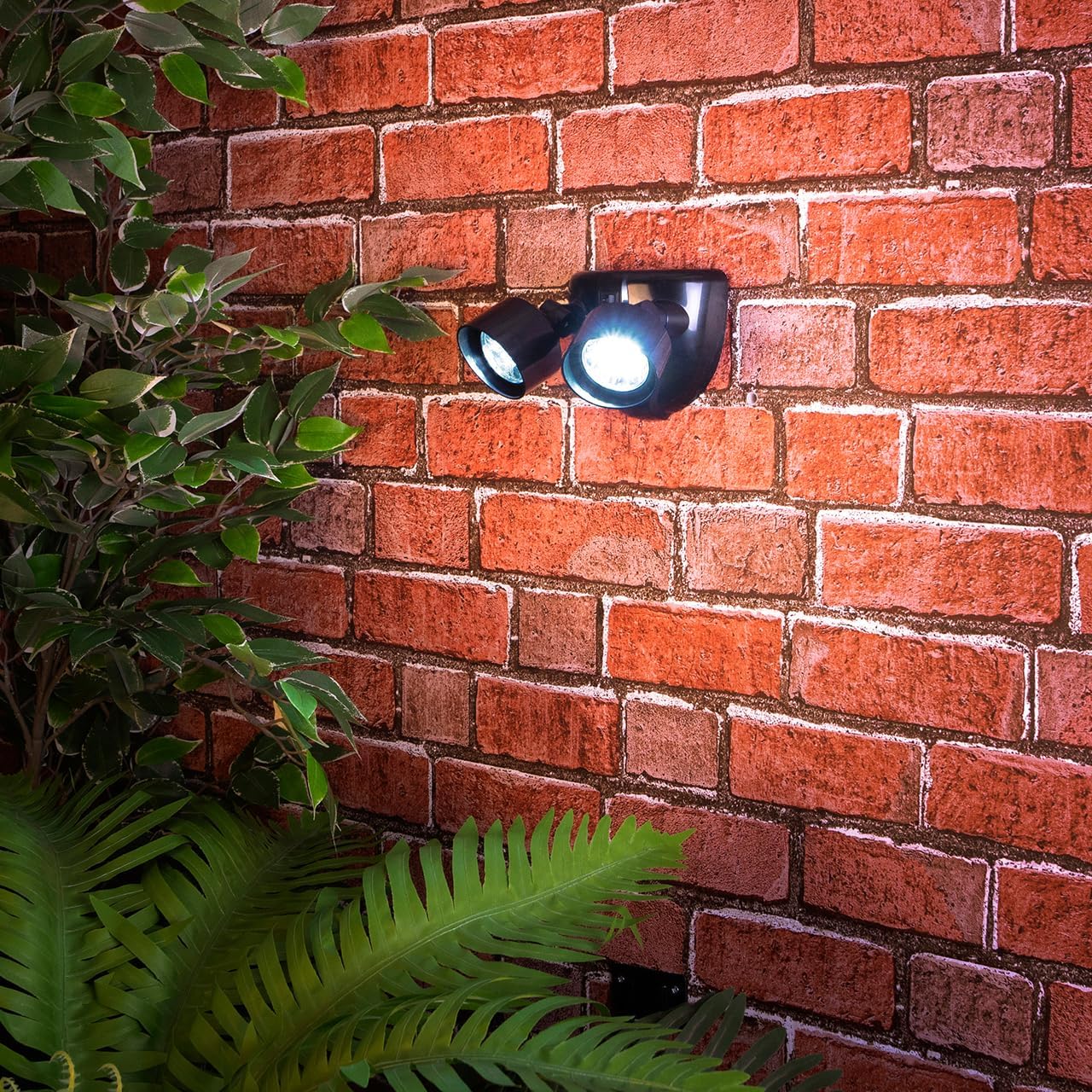 Black Battery Powered Twin Head Motion Sensor Security Light -160 Lumen ...