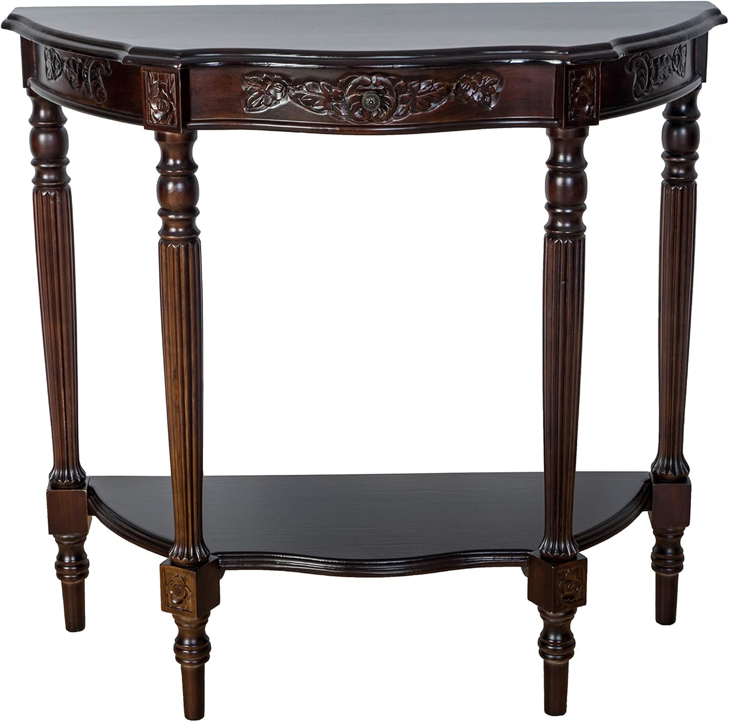 Amazon.com: Benjara Half Crescent Moon Shape Engraved Wooden Console ...