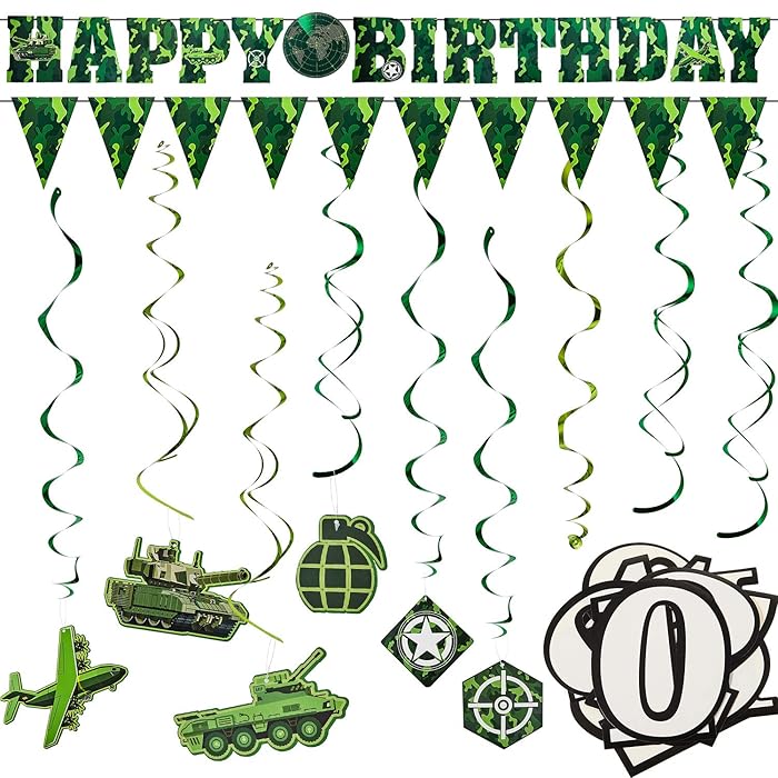 Buy 14 Pieces Camouflage Banner Army Birthday Decorations Camo Birthday ...