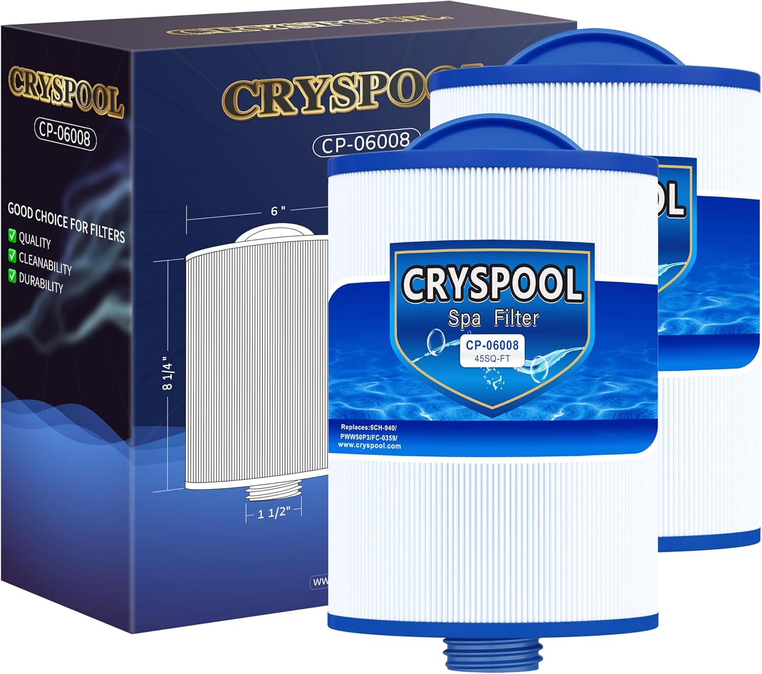 Amazon.com : Cryspool® 06008 Filter Compatible with 6CH-940, PWW50P3 ...