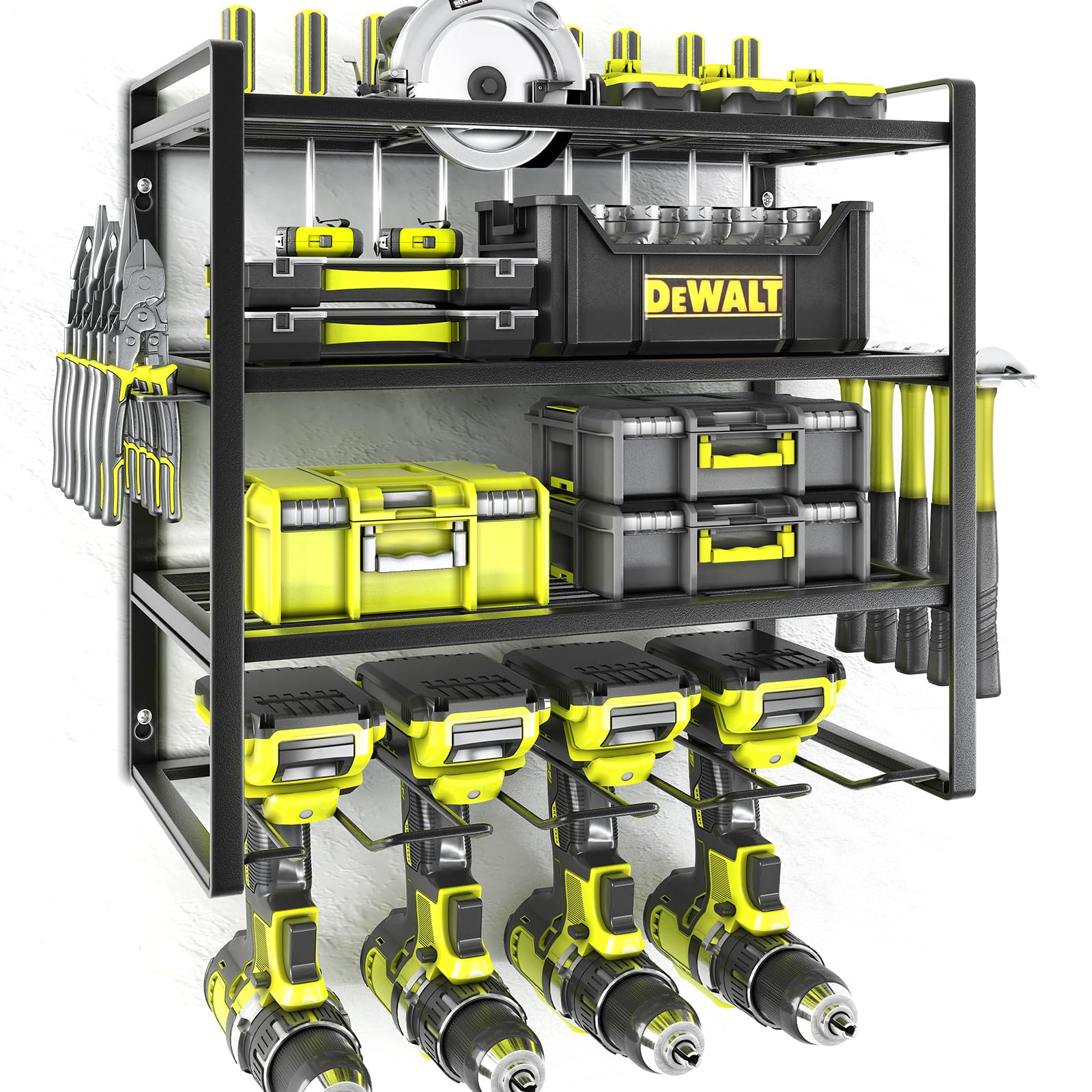 Amazon.com: KAFAHOM Power Tool Organizer,4 Layer Drill Holders Wall ...
