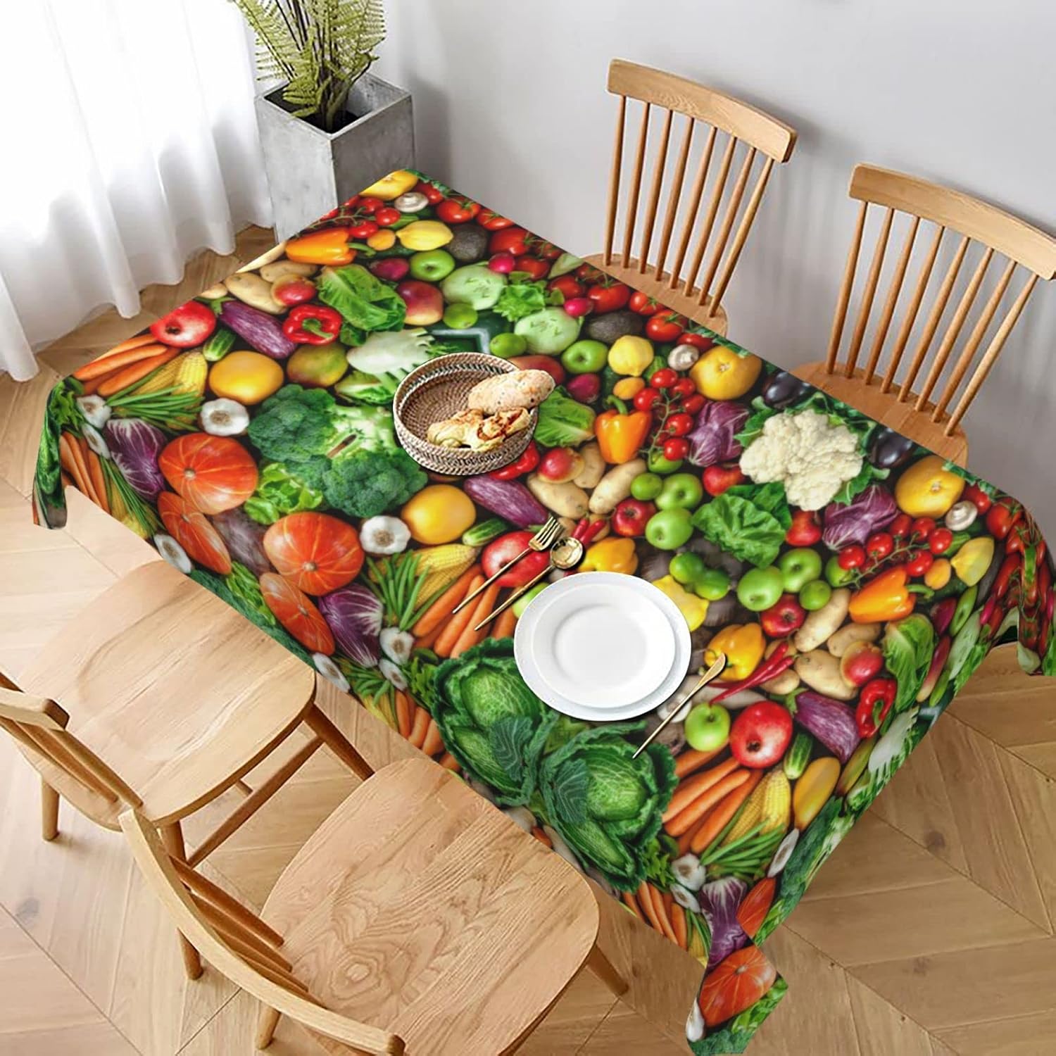 Amazon.com: VVTDESA Fresh Fruits and Vegetables Tablecloth for ...