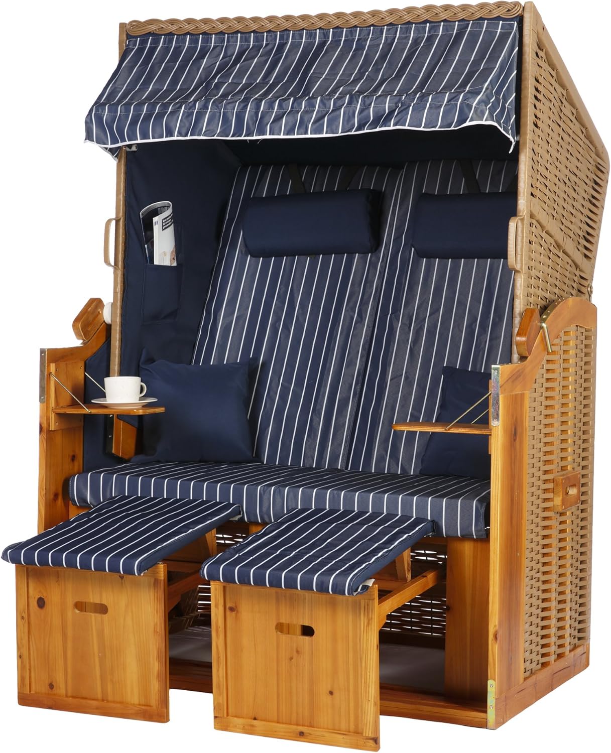 WODEGA Strandkorb XXL Volllieger Ostsee 2 Sitzer 120cm breit Blau ...