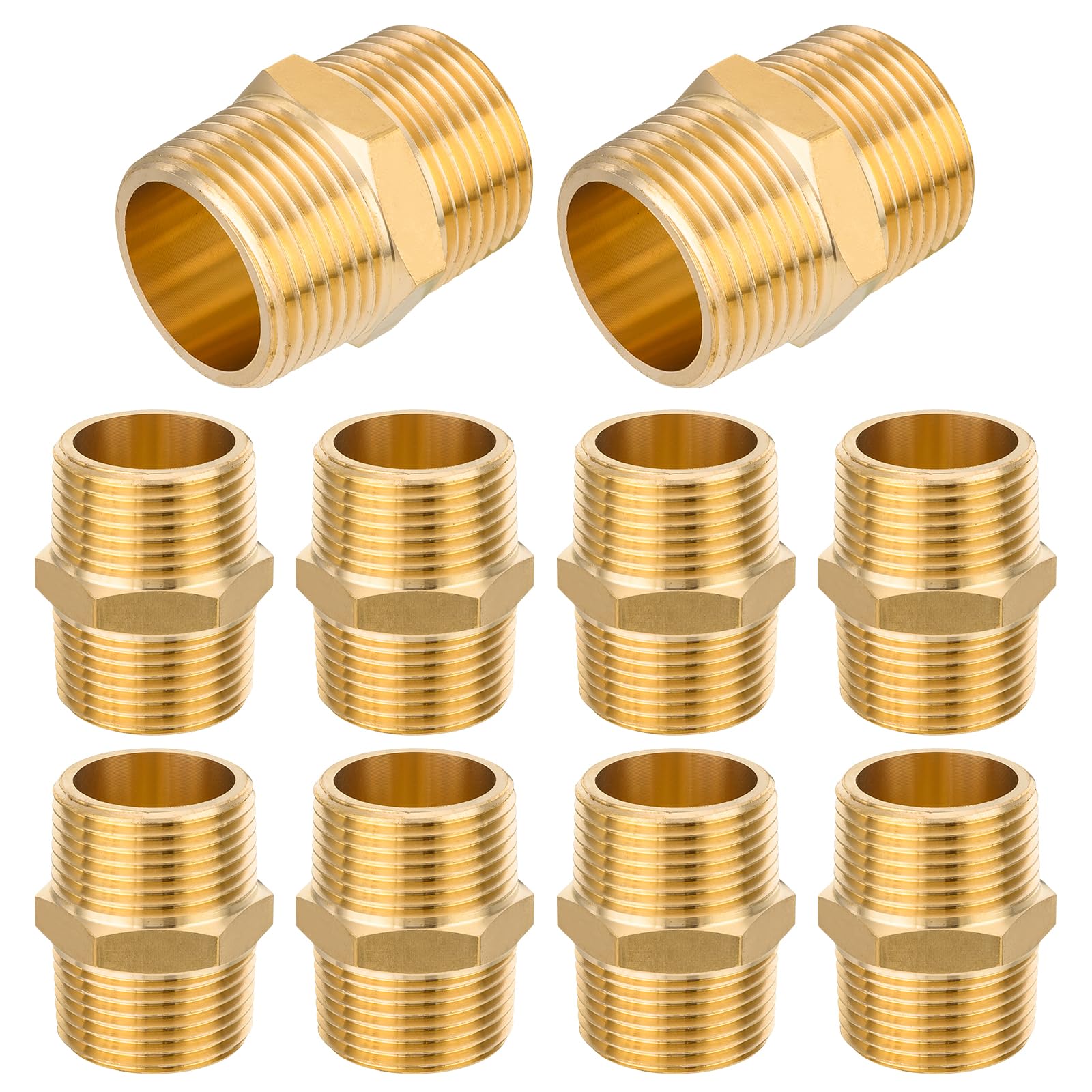 Amazon.com: 10-PCs HeSun Brass Hex Nipple Pipe Fitting, 3/4" NPT Male x ...